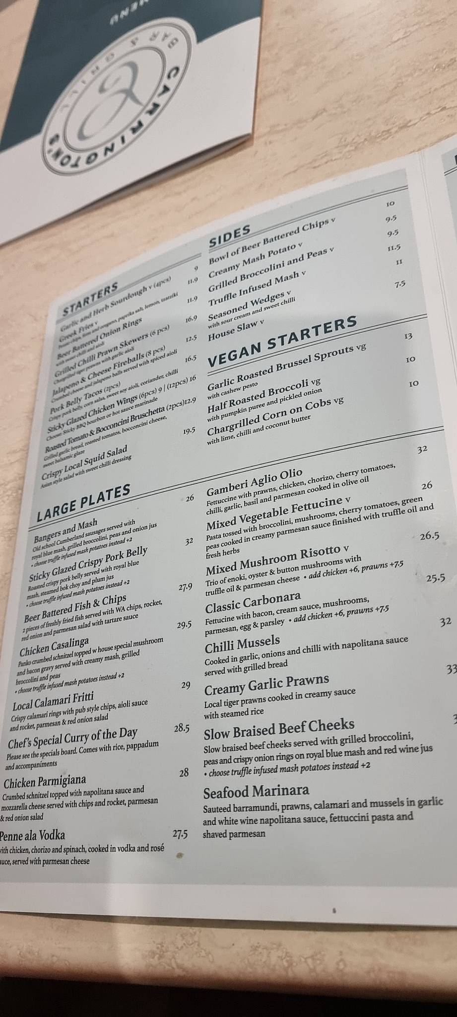 Menu at Carrington's Bar and Grill, Hamilton Hill
