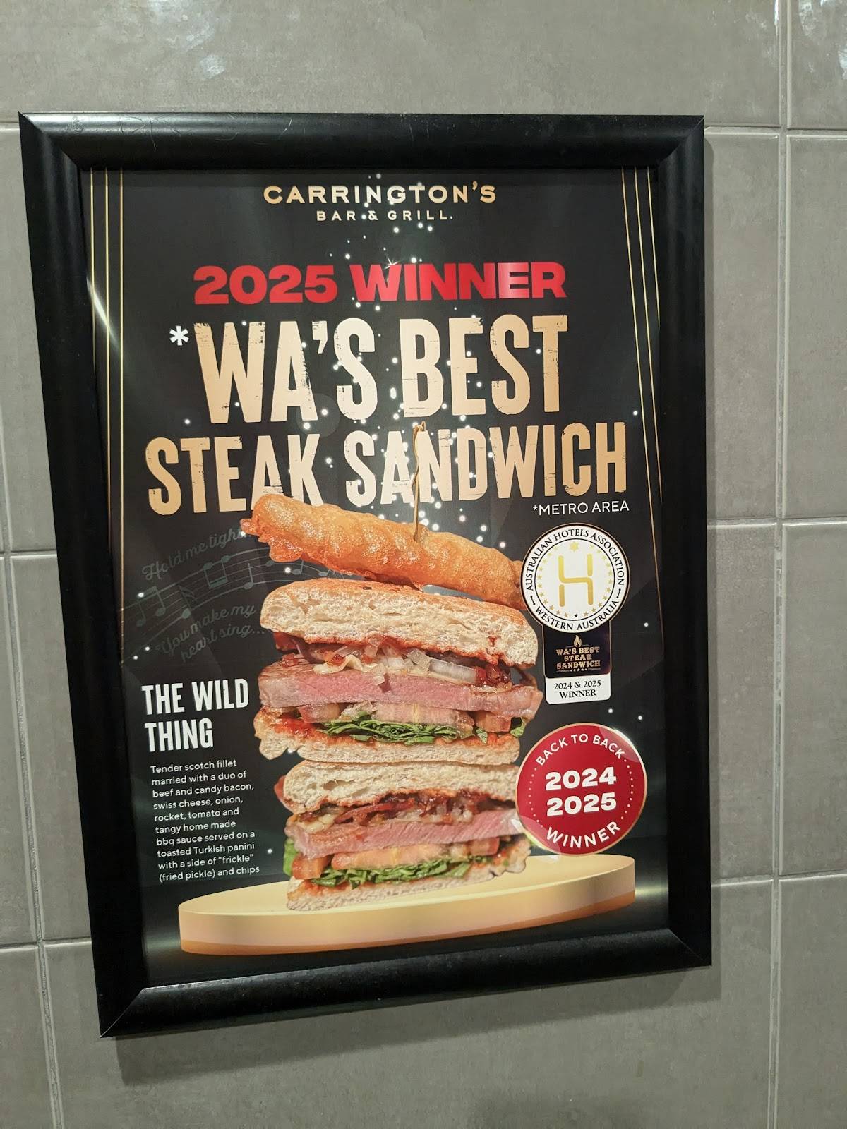 Menu at Carrington's Bar and Grill, Hamilton Hill
