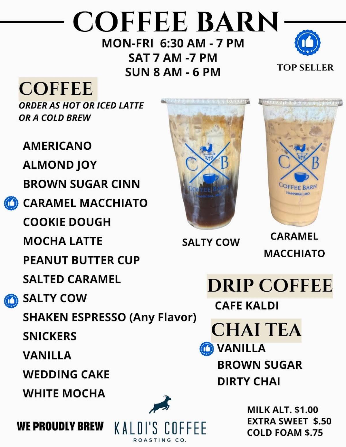 Menu at Coffee Barn, Hannibal