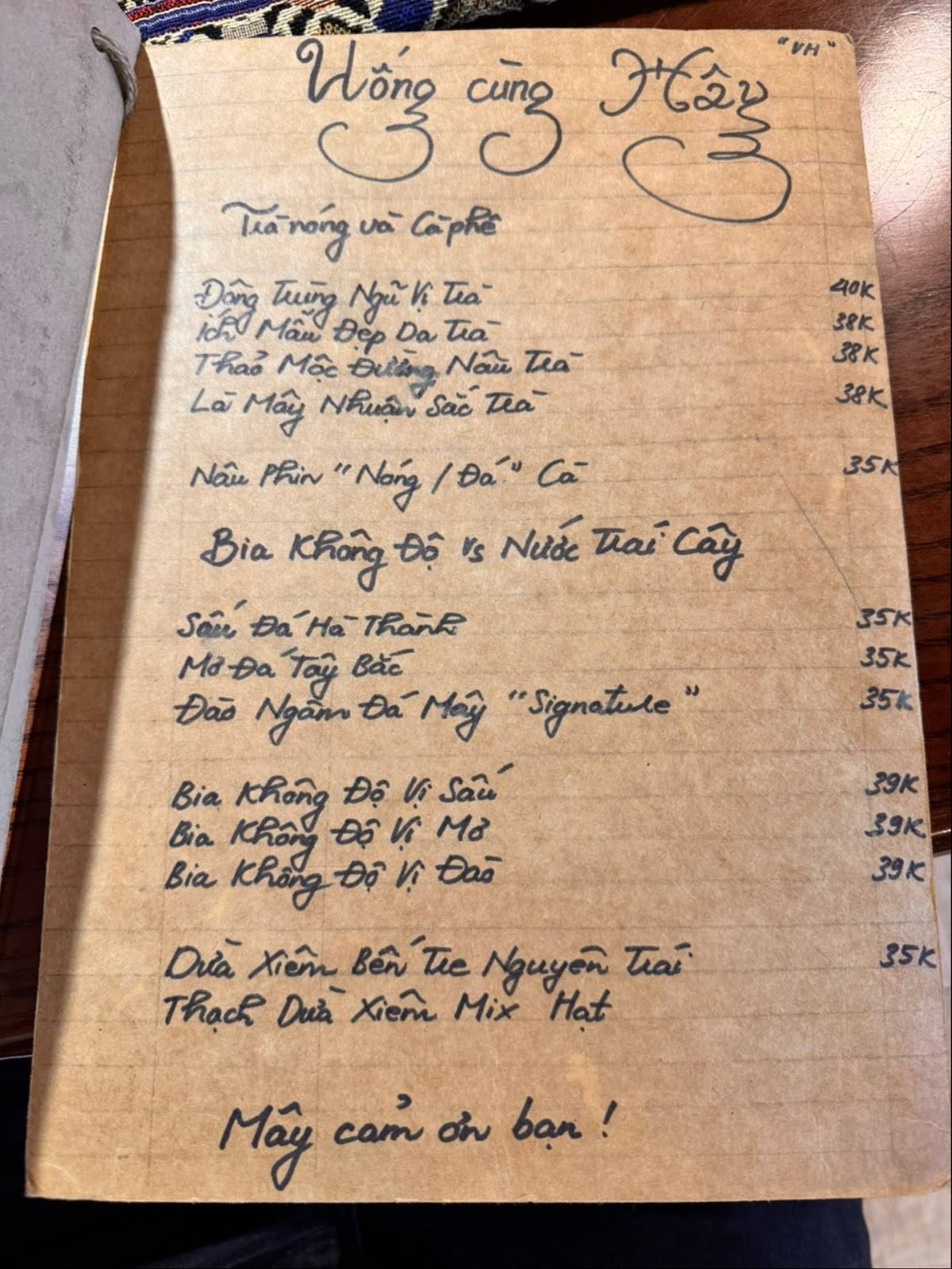 Menu at Mây Vegan - Về Nhà Ăn Chay restaurant, Hanoi