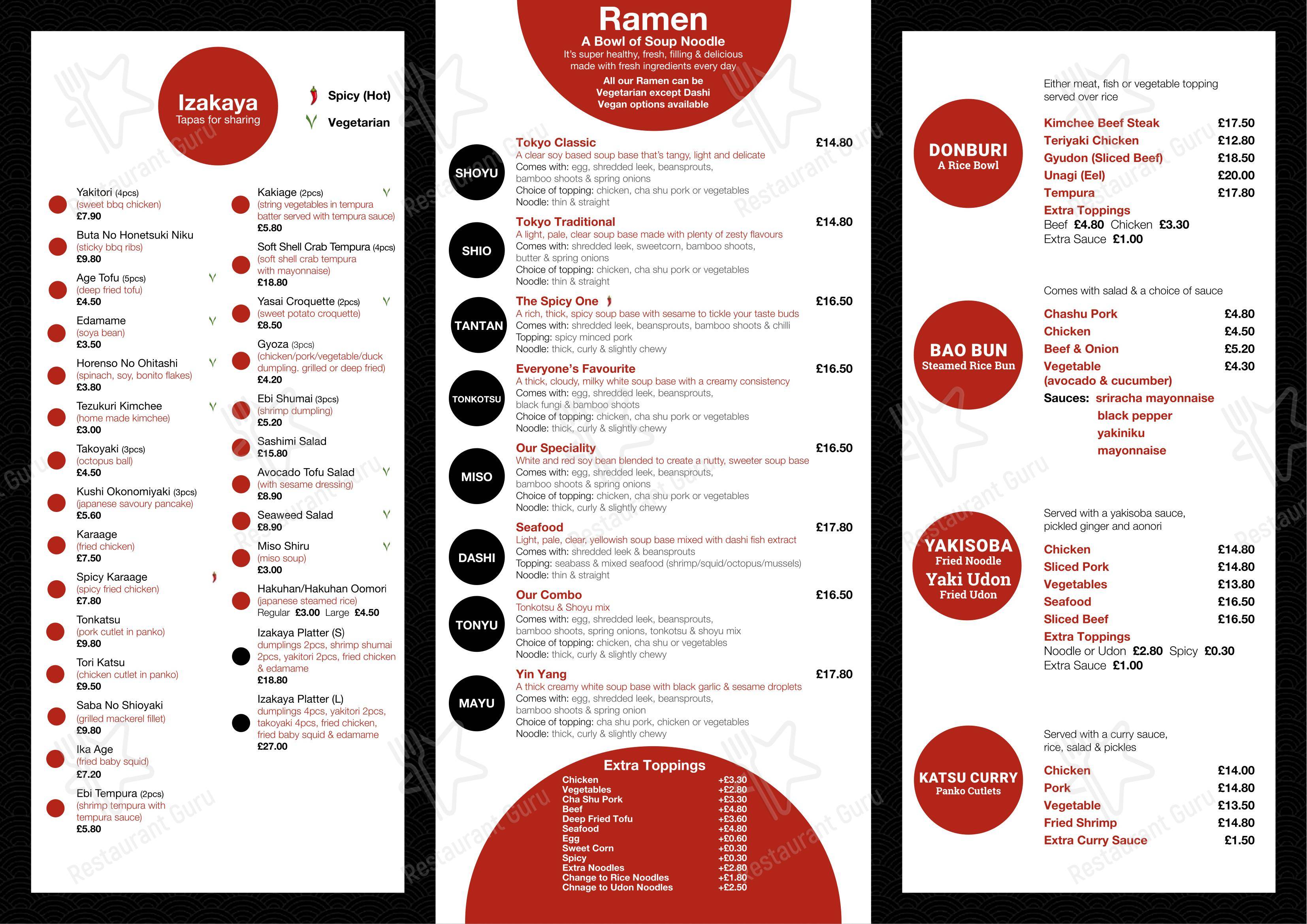 Menu at Happy Samurai restaurant, Canterbury