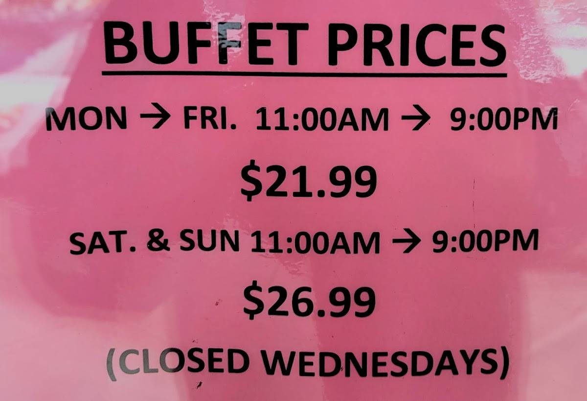 Menu at Kumi Buffet restaurant, Happy Valley