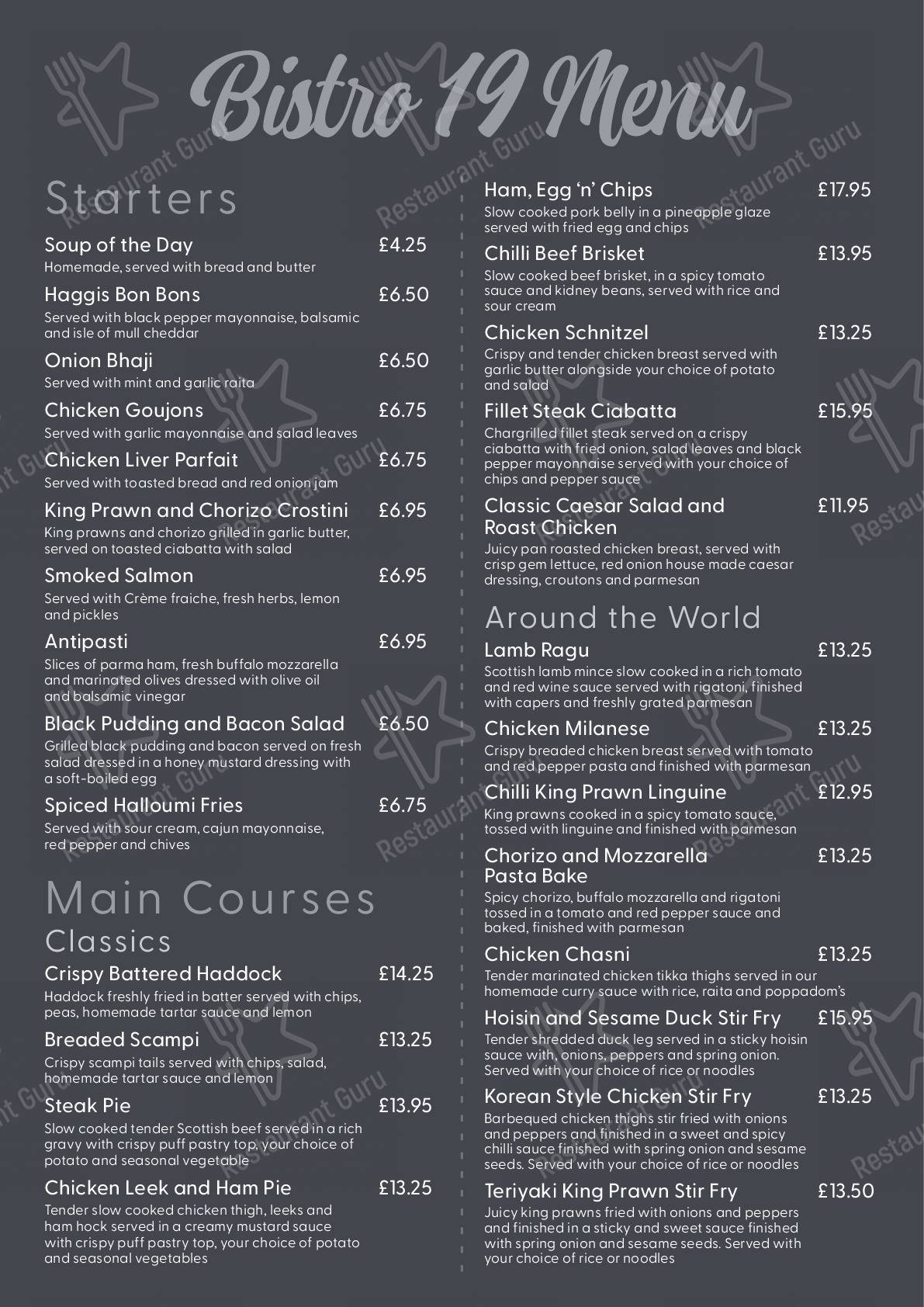 Menu at Harburn Golf Club, West Calder