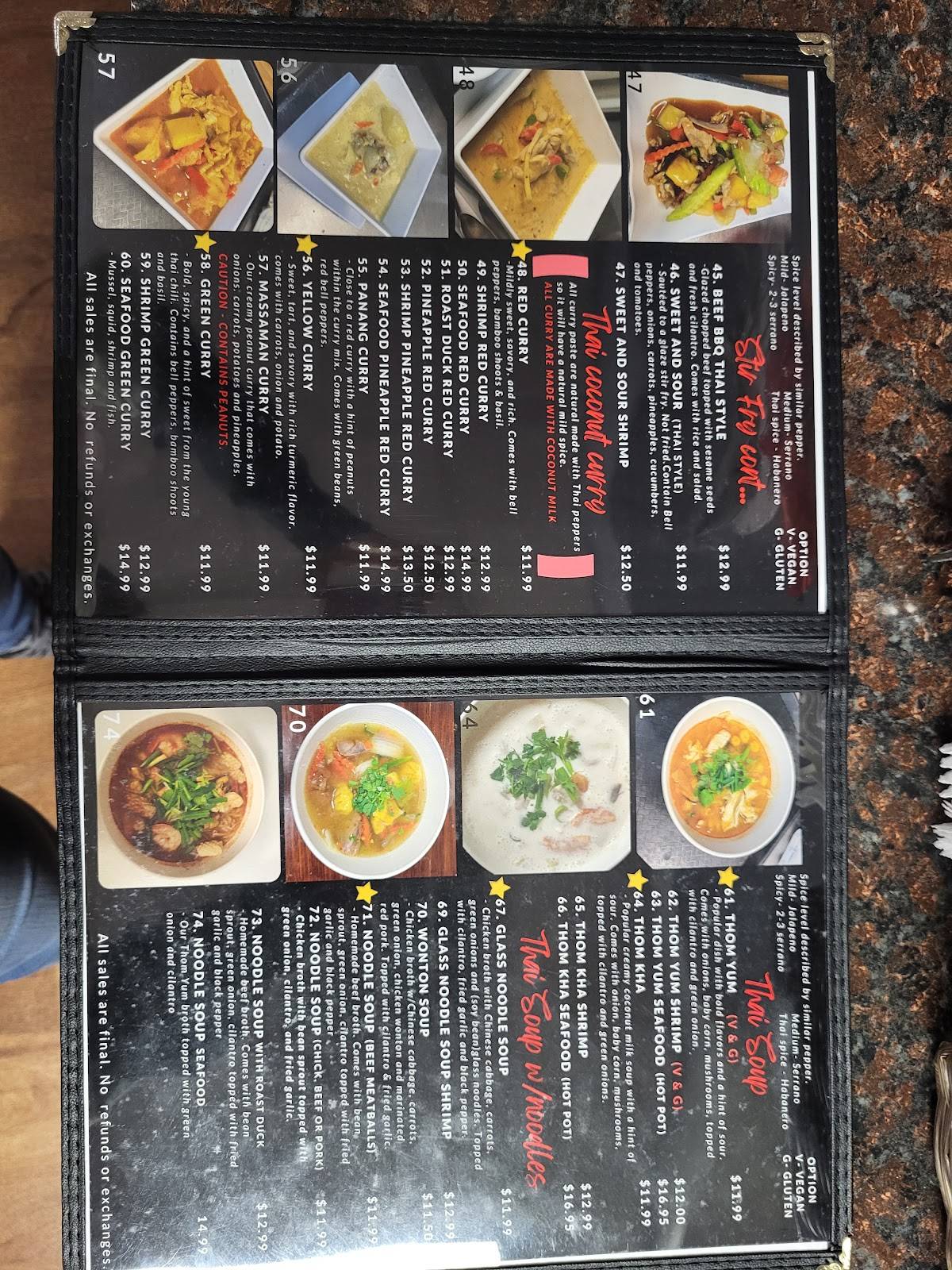 Menu at Ban Mai Thai Restaurant, Harker Heights