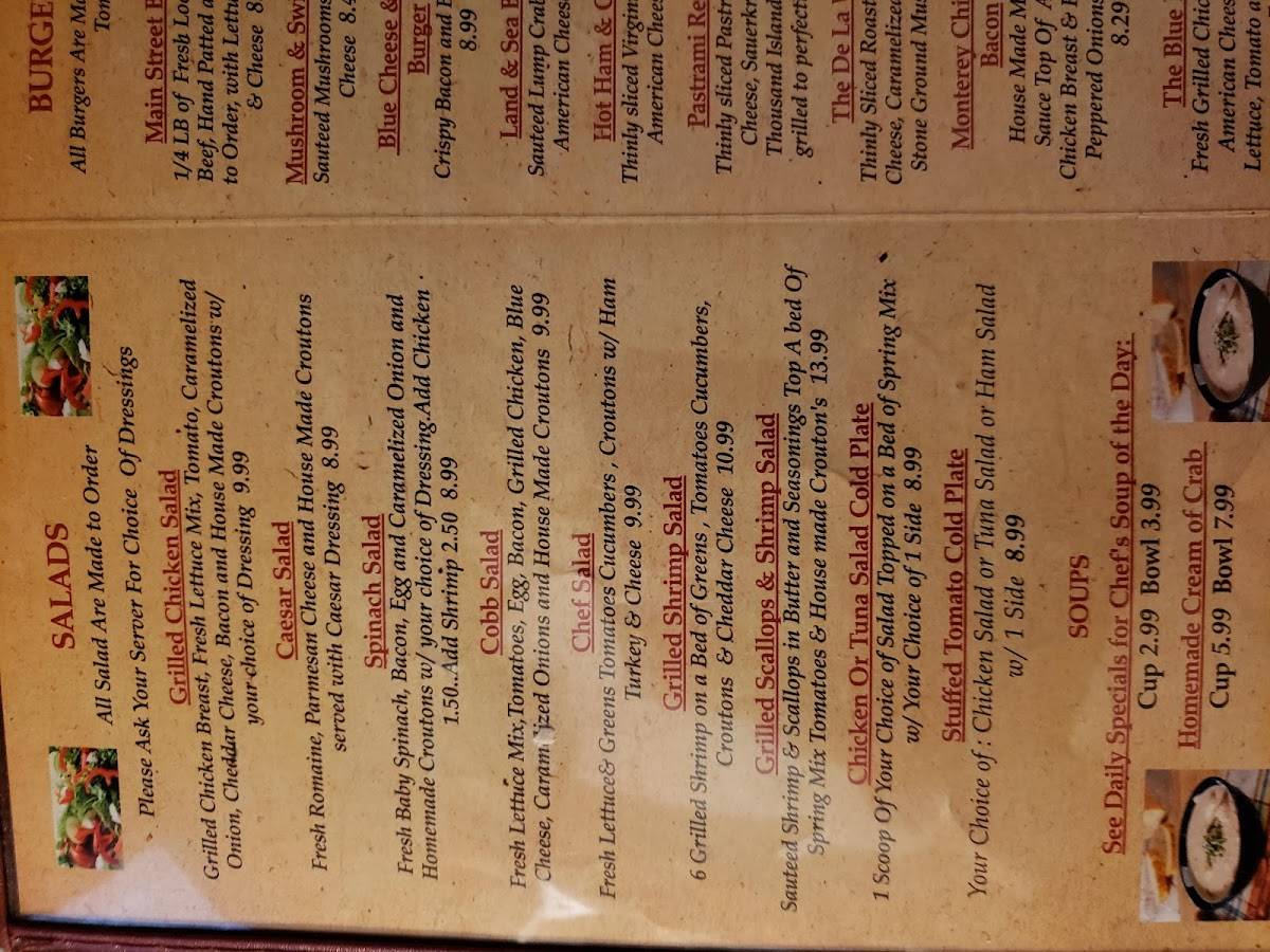 Menu at Main Street Cafe, Harrington