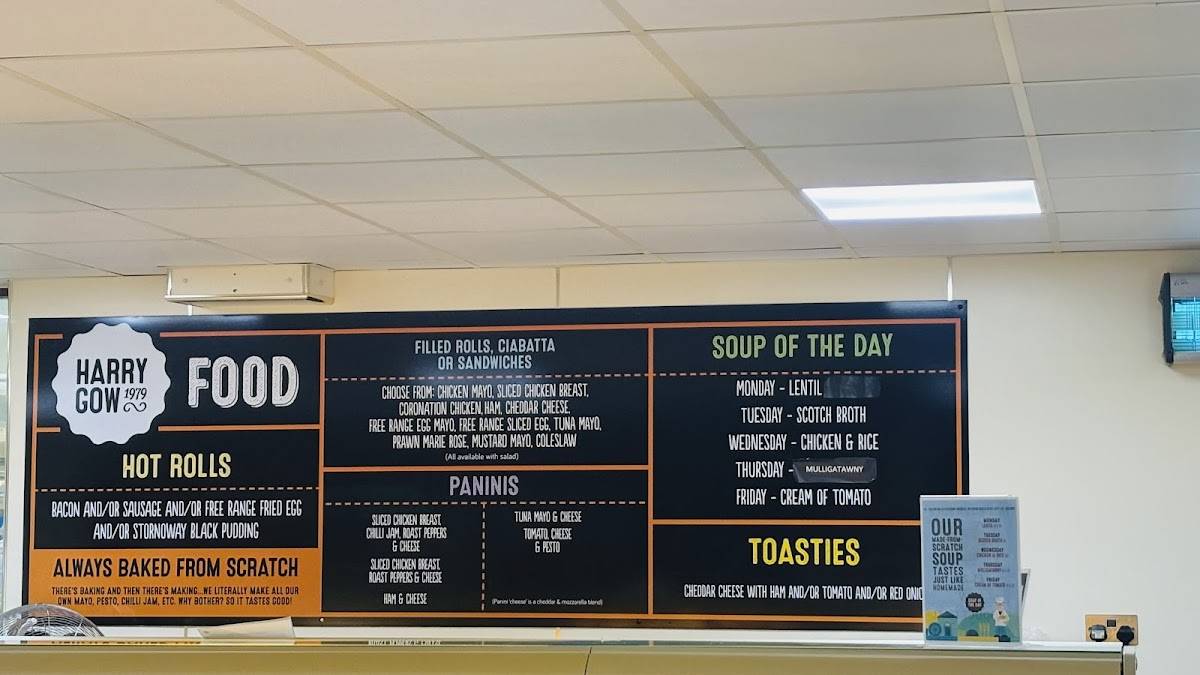 Menu at Harry Gow Bakery - Smithton, Inverness, Smithton Industrial Estate