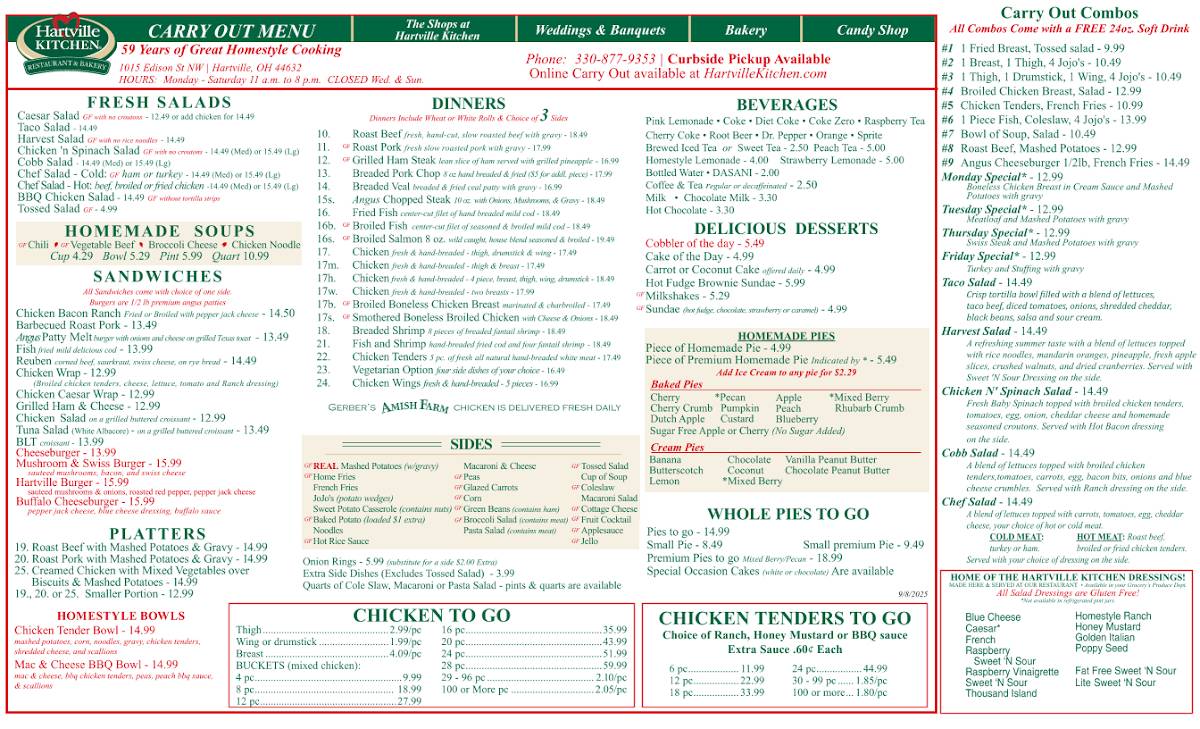 Menu at Hartville Kitchen Restaurant & Bakery, Hartville, Edison St NW