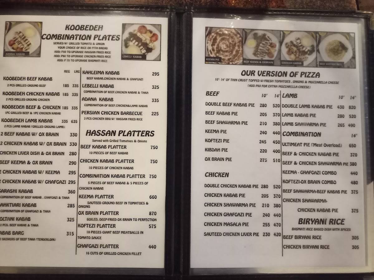Menu at Hassan Kabab and Steaks pub & bar, Quezon City, Katipunan Ave