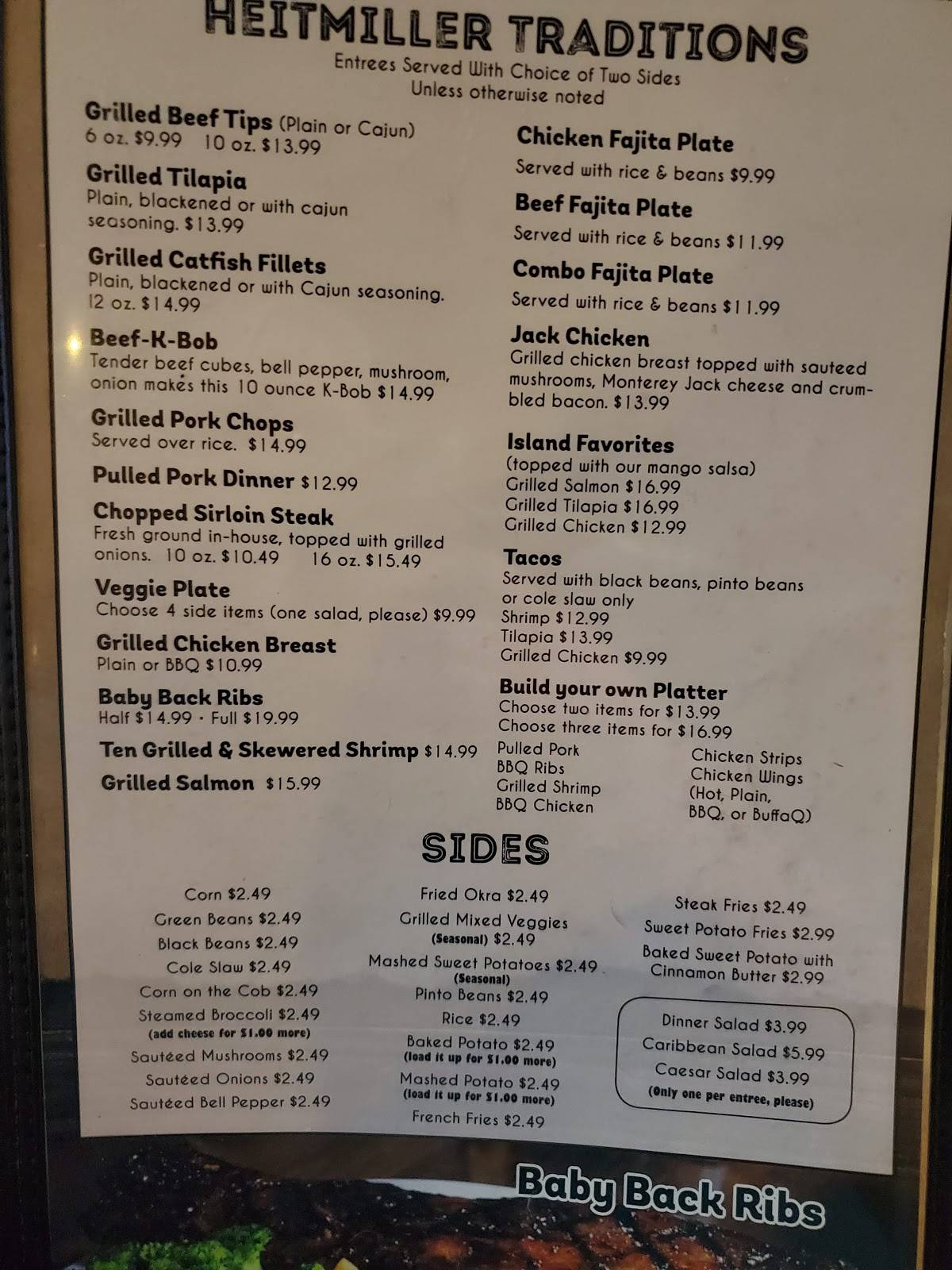 Menu at Heitmiller Steakhouse, Lacy Lakeview, I 35 N Frontage Rd
