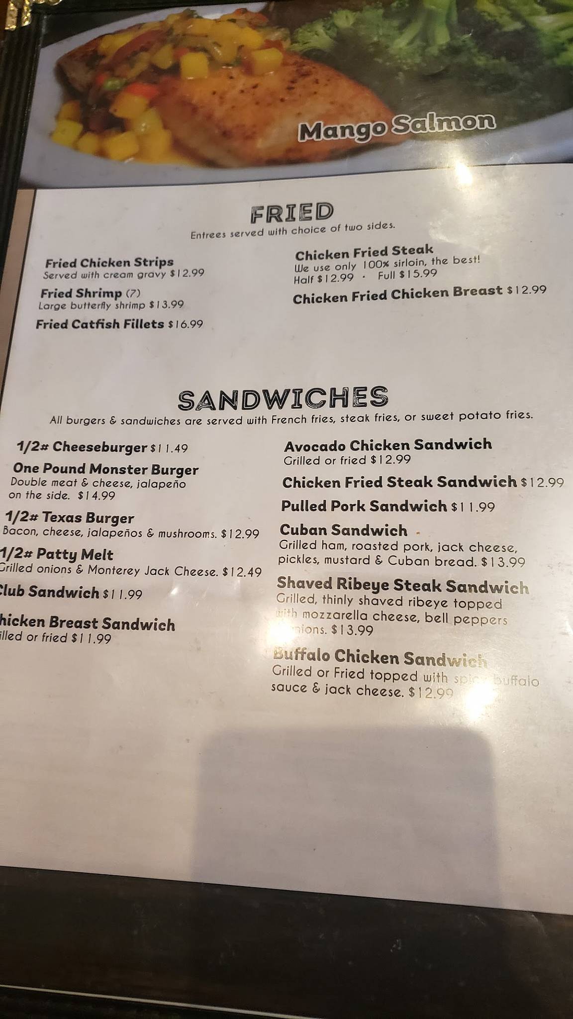 Menu at Heitmiller Steakhouse, Lacy Lakeview, I 35 N Frontage Rd