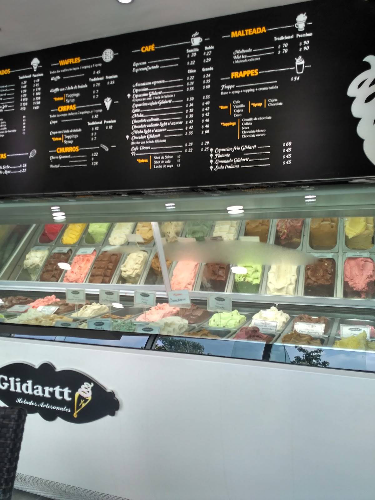 Carta del restaurante Helados Glidart, Mexico