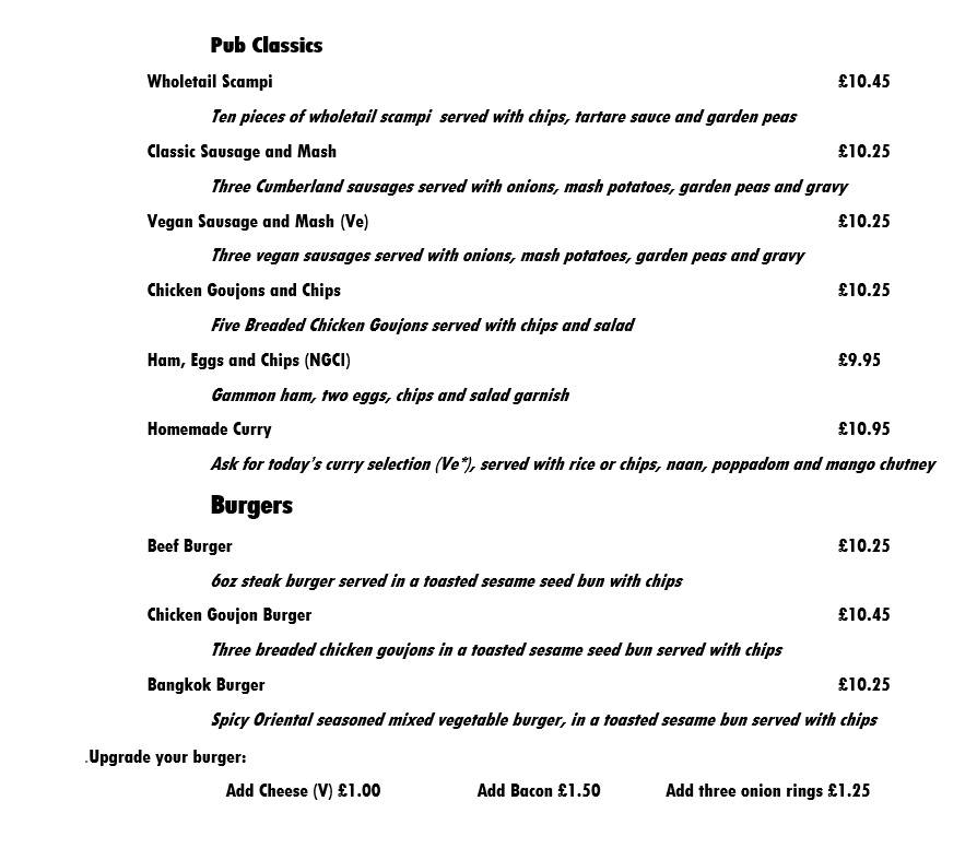 Menu at Huntsman & Horn pub & bar, Herne Bay