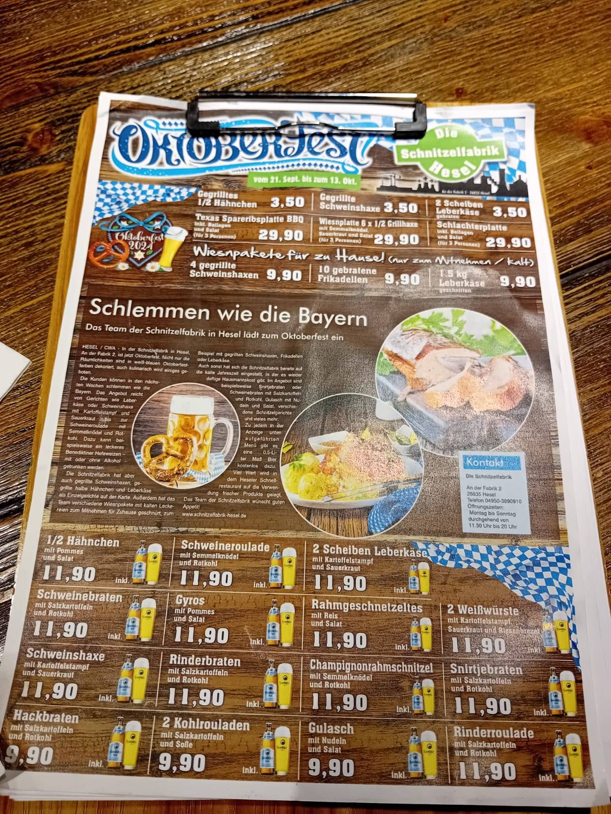 Speisekarte von Die Schnitzelfabrik Hesel pub & Bar, Hesel