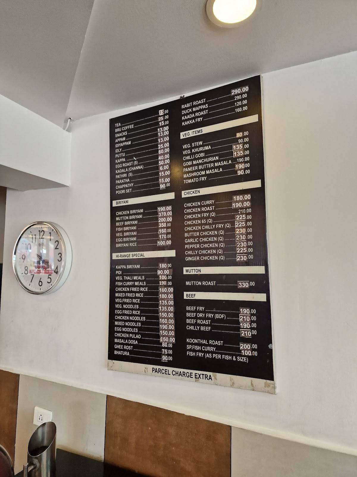 Menu at Hi Range Food Mall, Thodupuzha