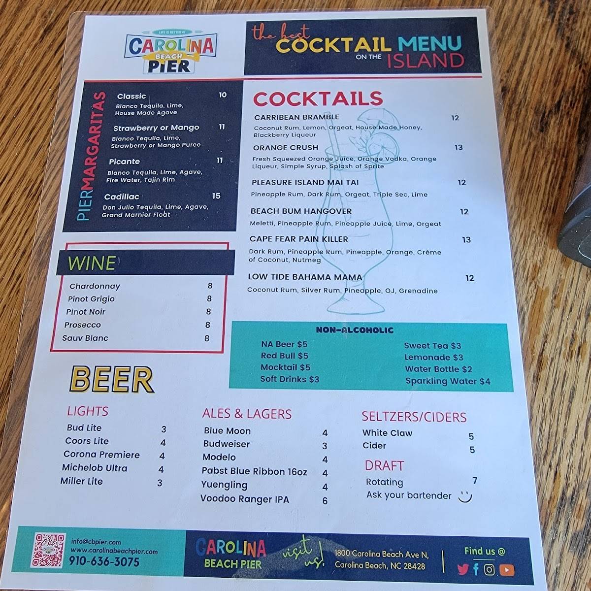 Menu at High Tide Lounge & Tiki Bar, Carolina Beach