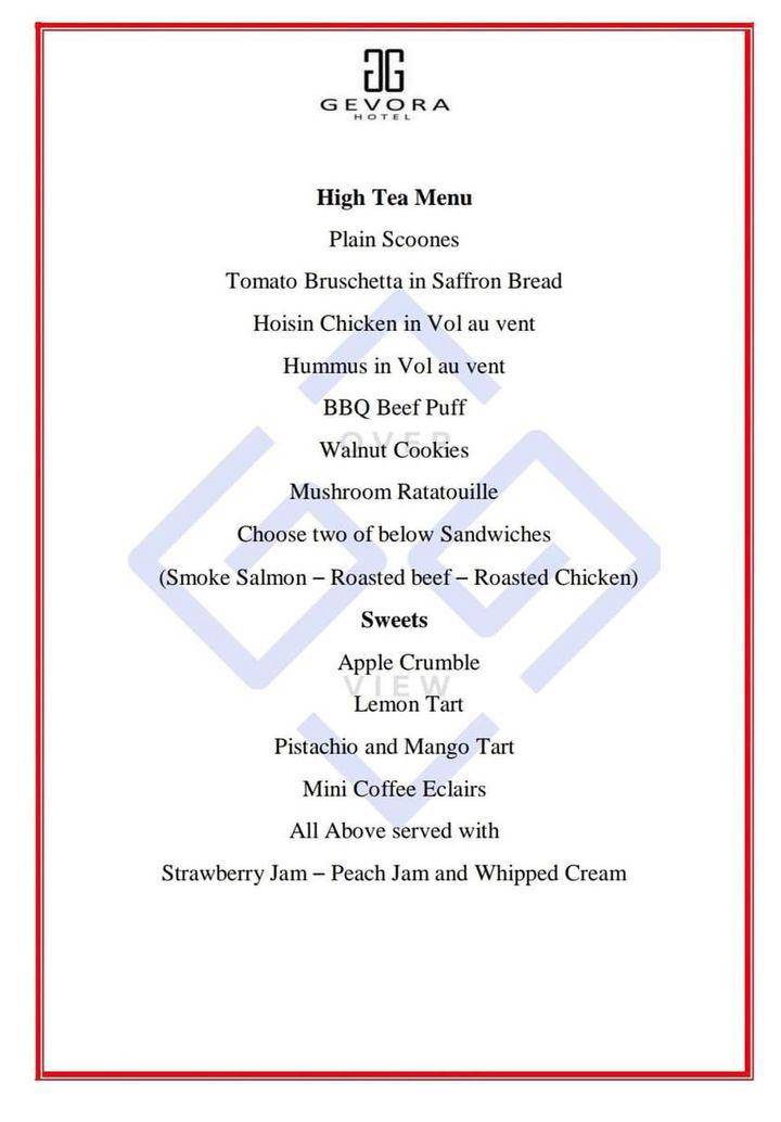 Menu at Highest View Lounge & Restaurant, Dubai
