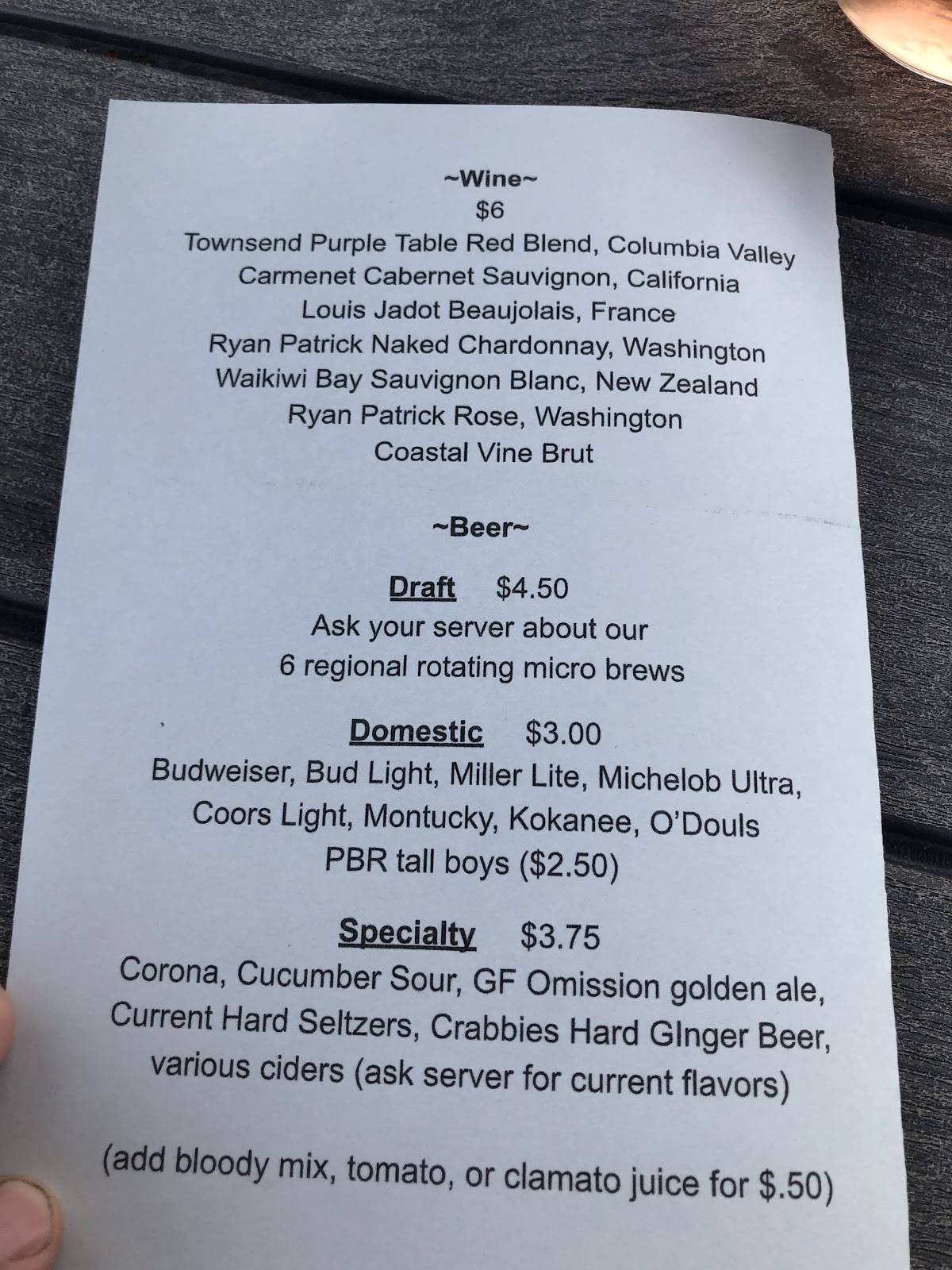 Menu at Hill Street Depot pub & bar, Kellogg