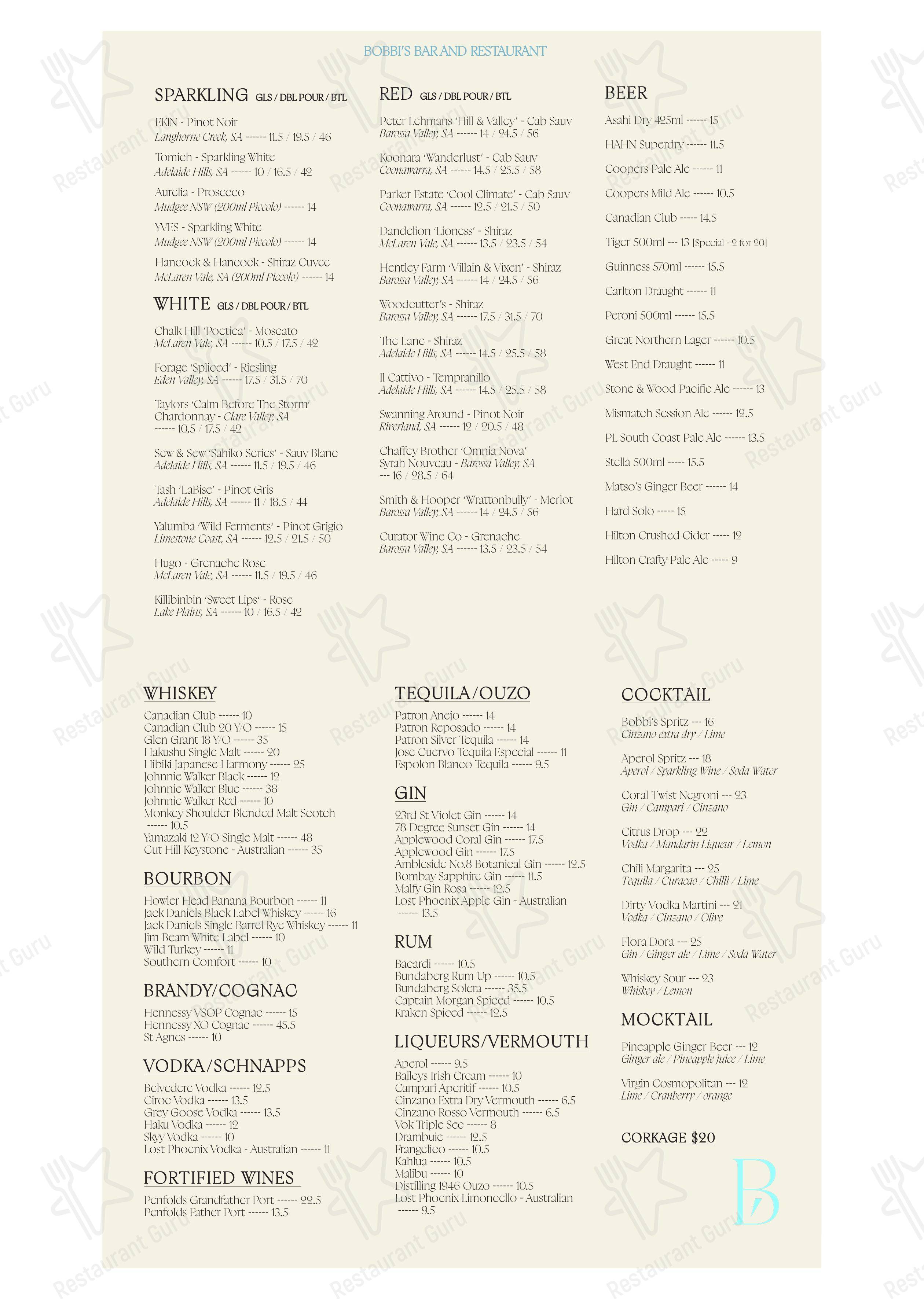 Menu at Hilton Hotel MyBar, Hilton, 264 South Rd