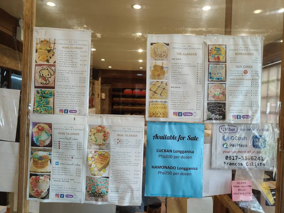 Menu at Hizon's Cakes and Pastries cafe, Manila, J Bocobo