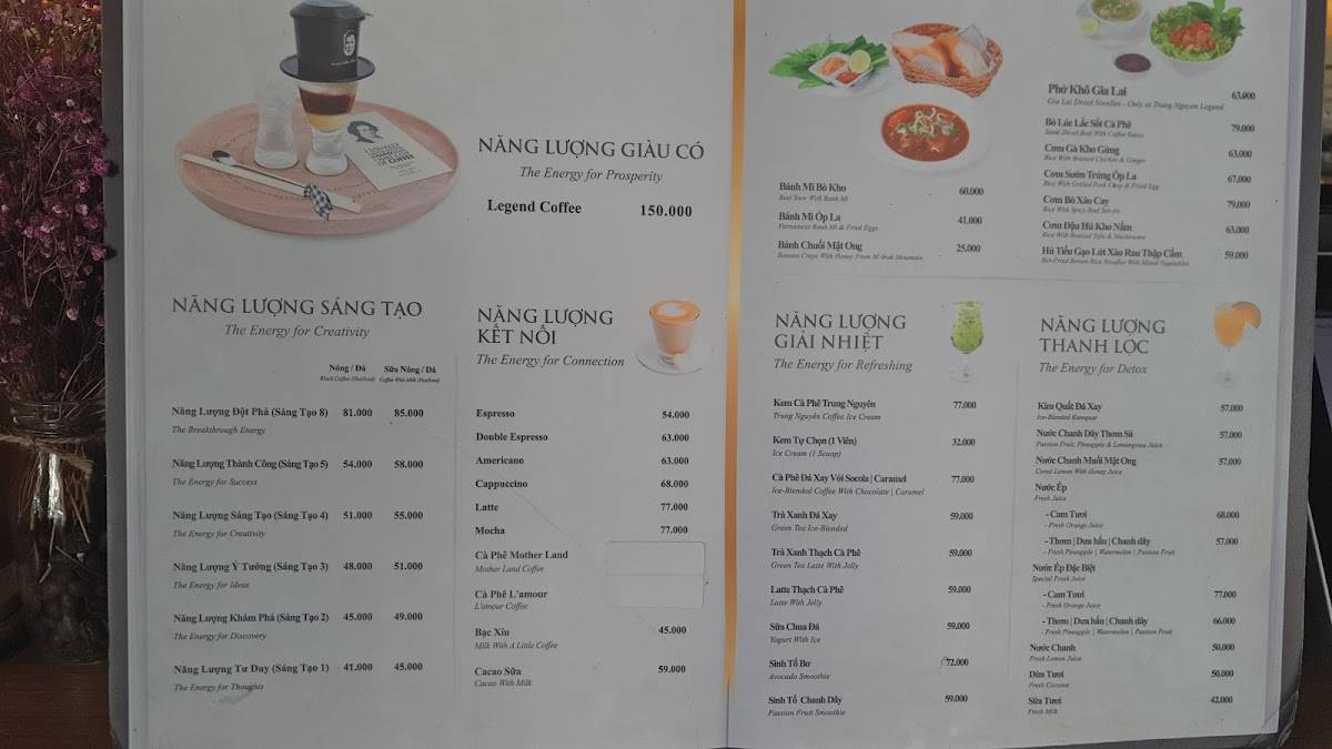 Carta del café Trung Nguyên Legend Coffee, Ciudad Ho Chi Minh (Saigón ...