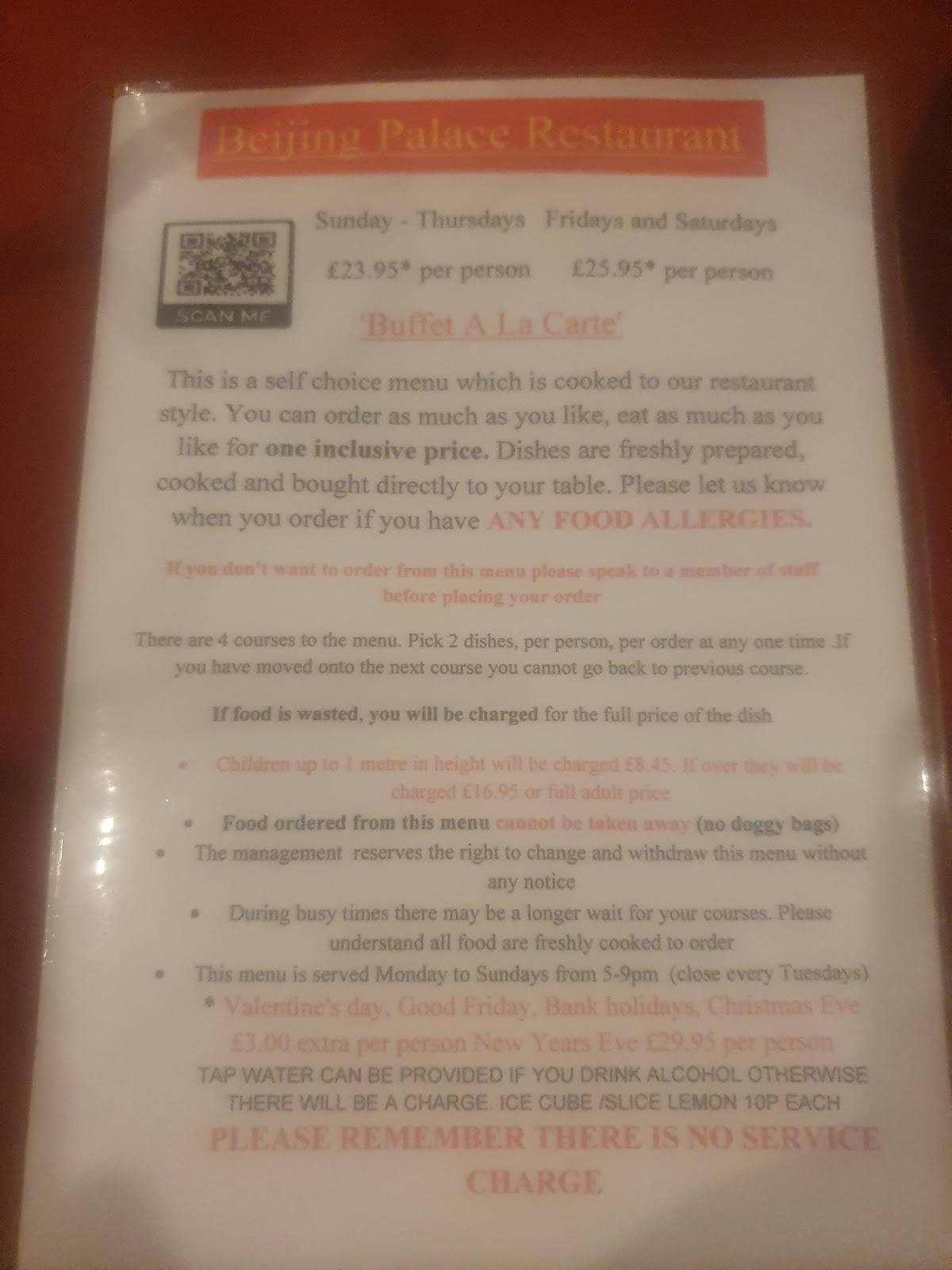 Menu at Beijing Palace Restaurant, Holbeach, Main Rd