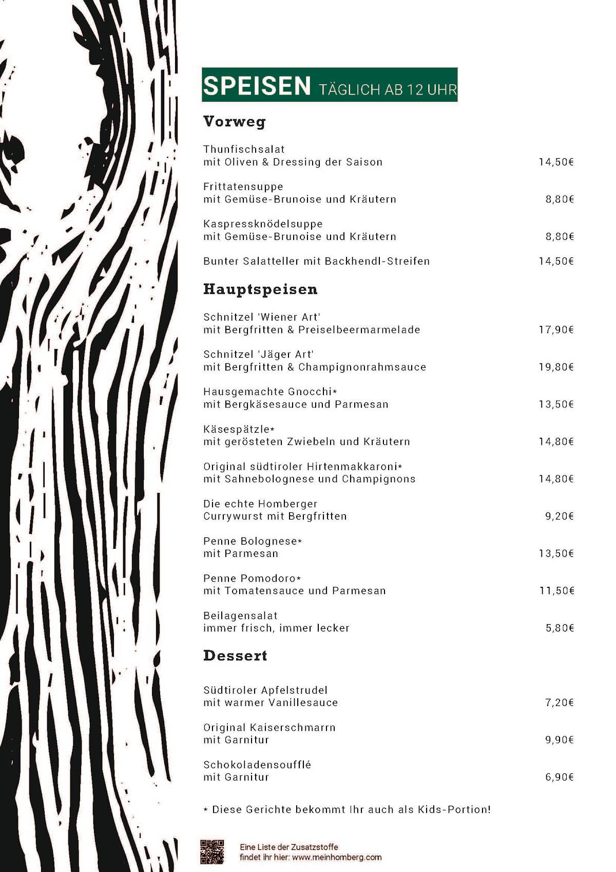 Speisekarte von Homberg Jause - Mein Homberg restaurant, Winterberg