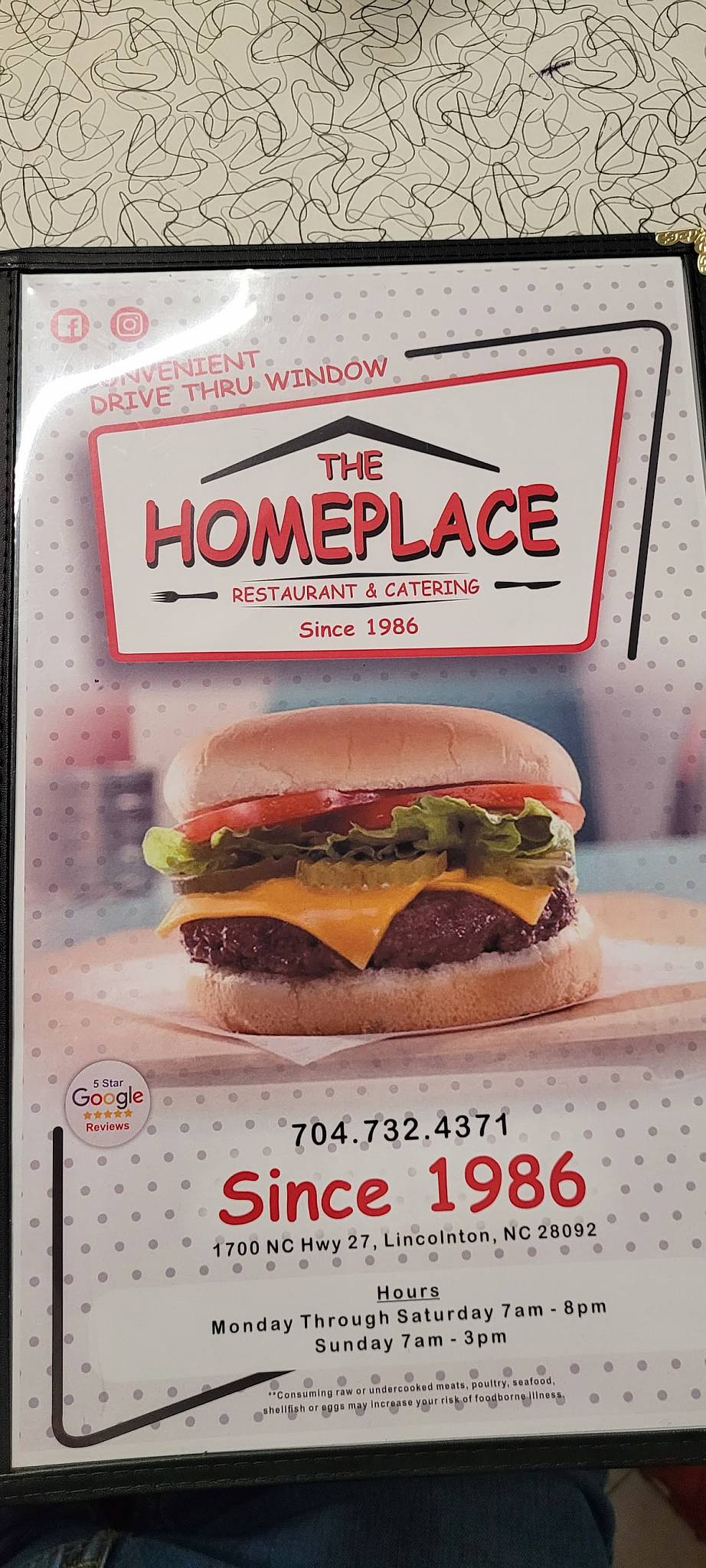 Menu at Home Place BBQ, Lincolnton