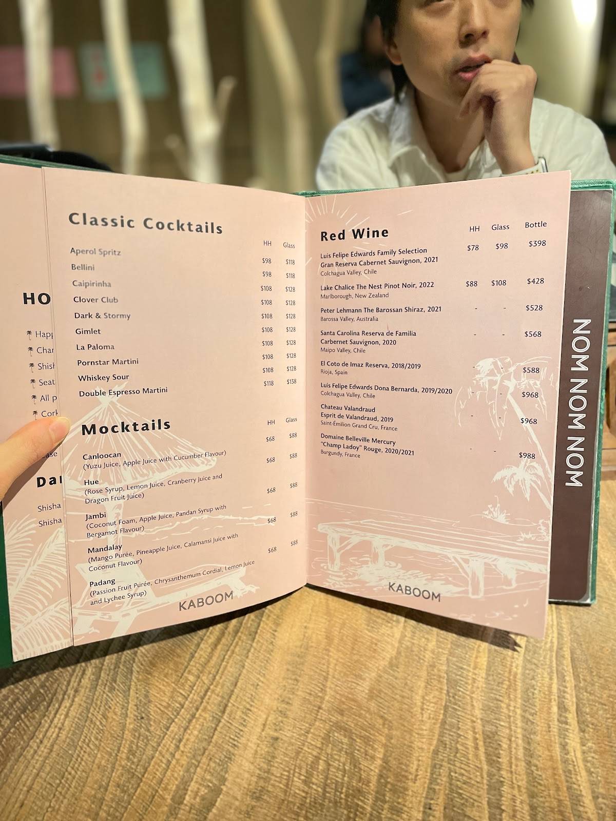 Menu at KABOOM pub & bar, Hong Kong, 20/F
