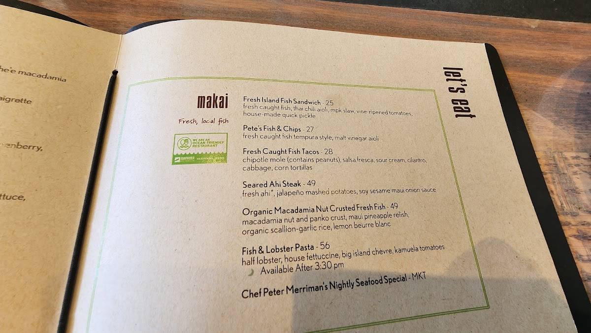 Menu at Monkeypod Kitchen - Waikiki pub & bar, Honolulu