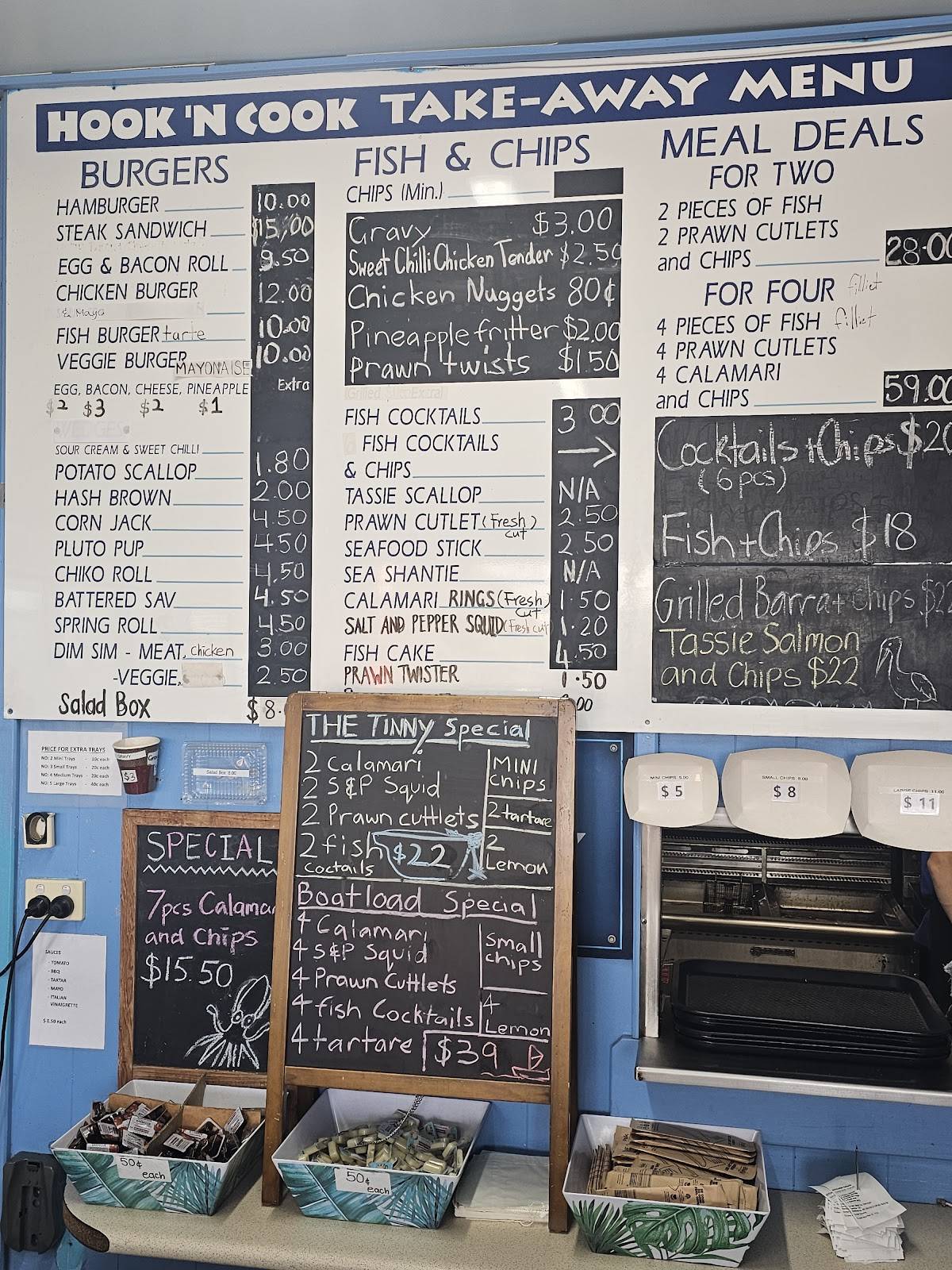 Menu at Hook N Cook restaurant, Tea Gardens