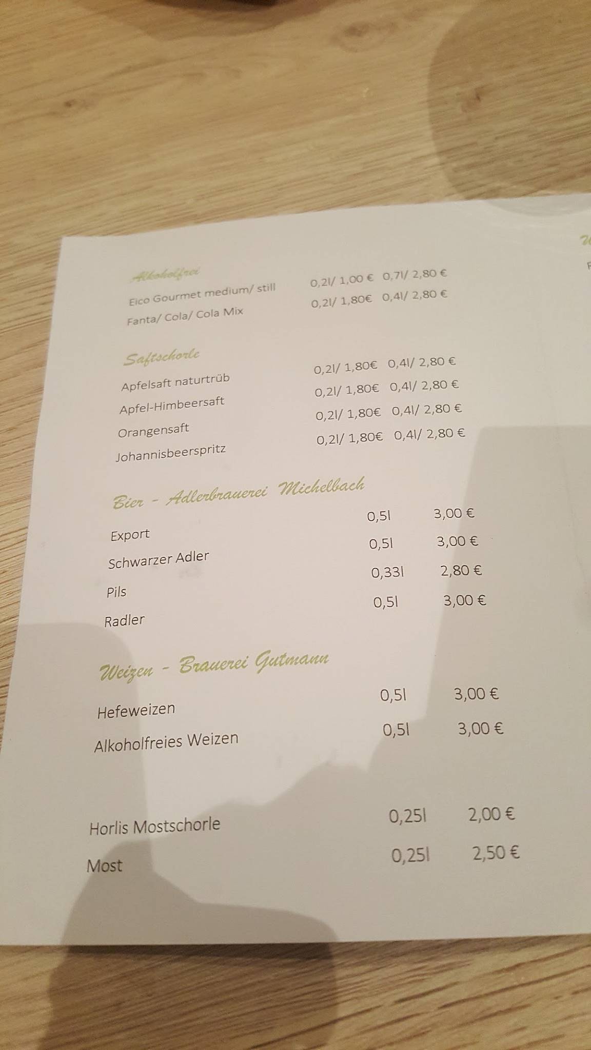 Speisekarte von Horlis Backhäusle Der Bäckerbesen restaurant, Braunsbach
