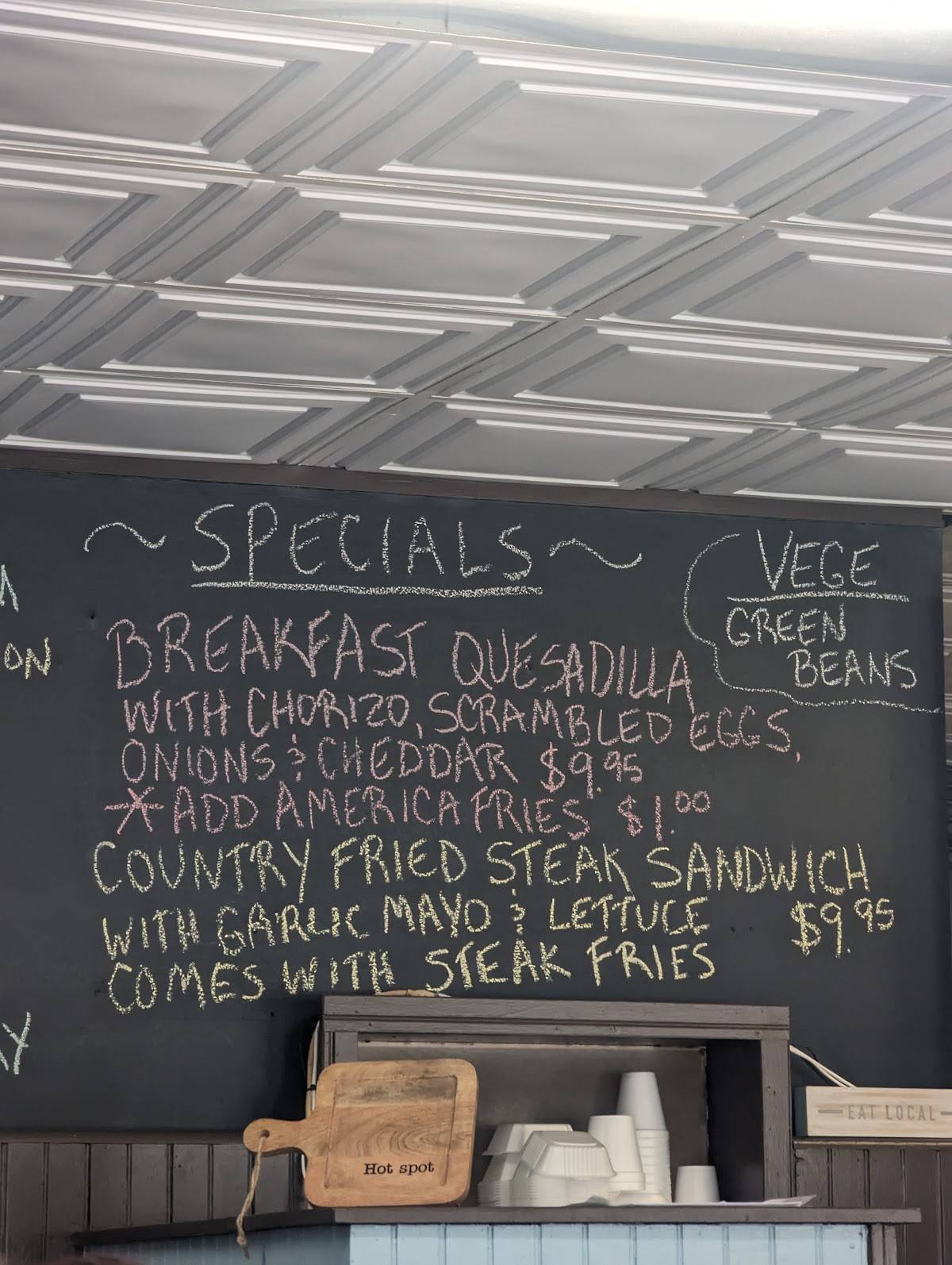 Menu at Hot Spot cafe, Coloma