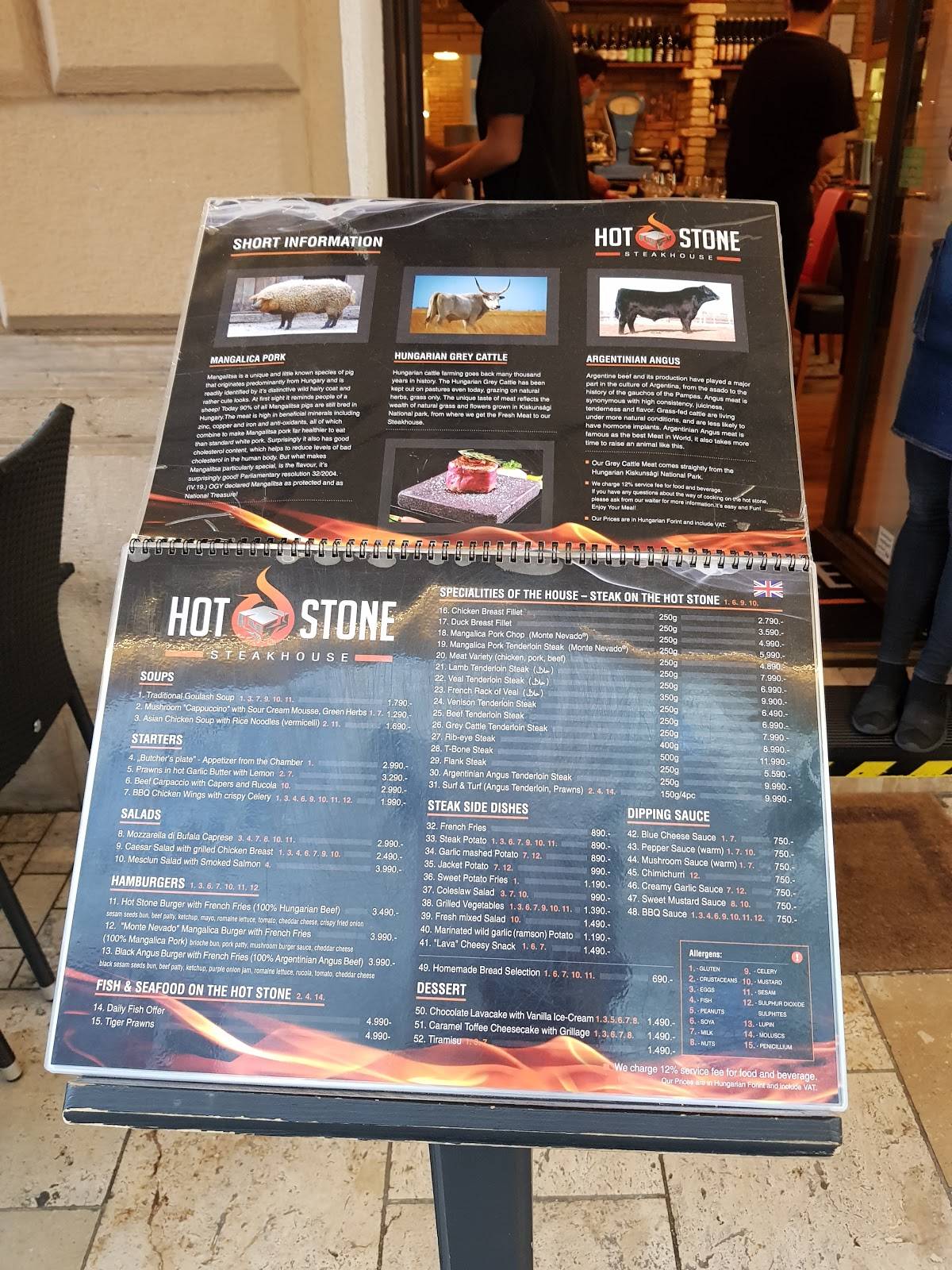 Menu at Hot Stone Steakhouse Budapest, Budapest, Október 6. u. 7