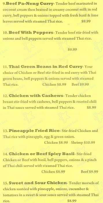 Menu at Hot Mama Noi's Thai On The Fly restaurant, Pickering