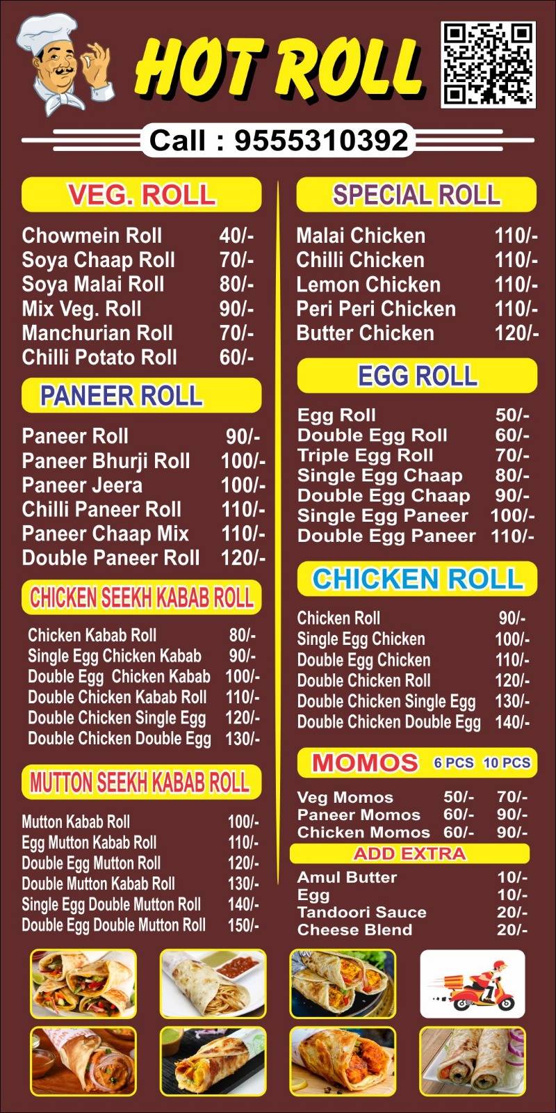 Menu at Hot roll, Delhi, f3