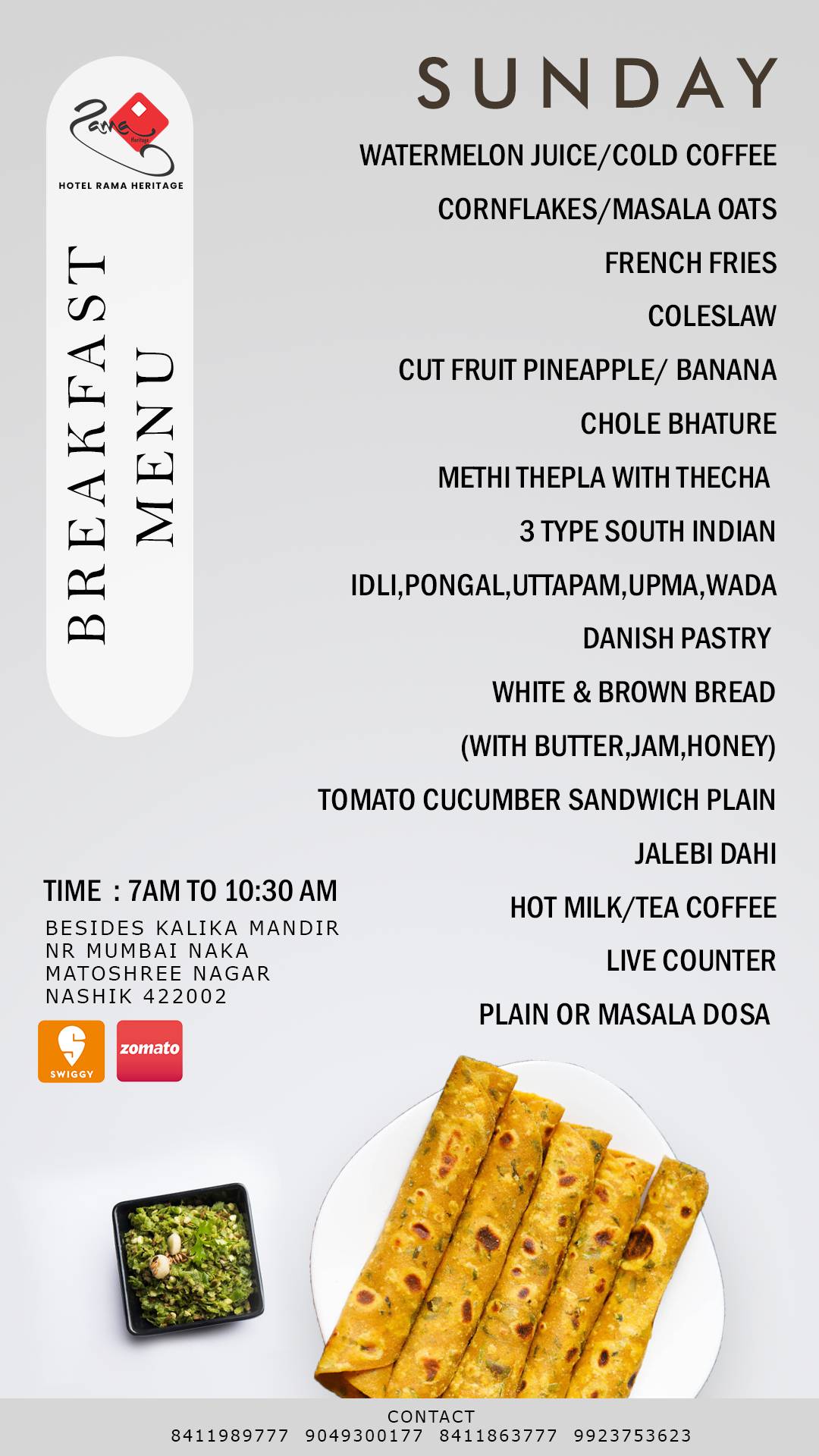 Menu at Hotel Rama Heritage Pure Veg Restaurant, Nashik