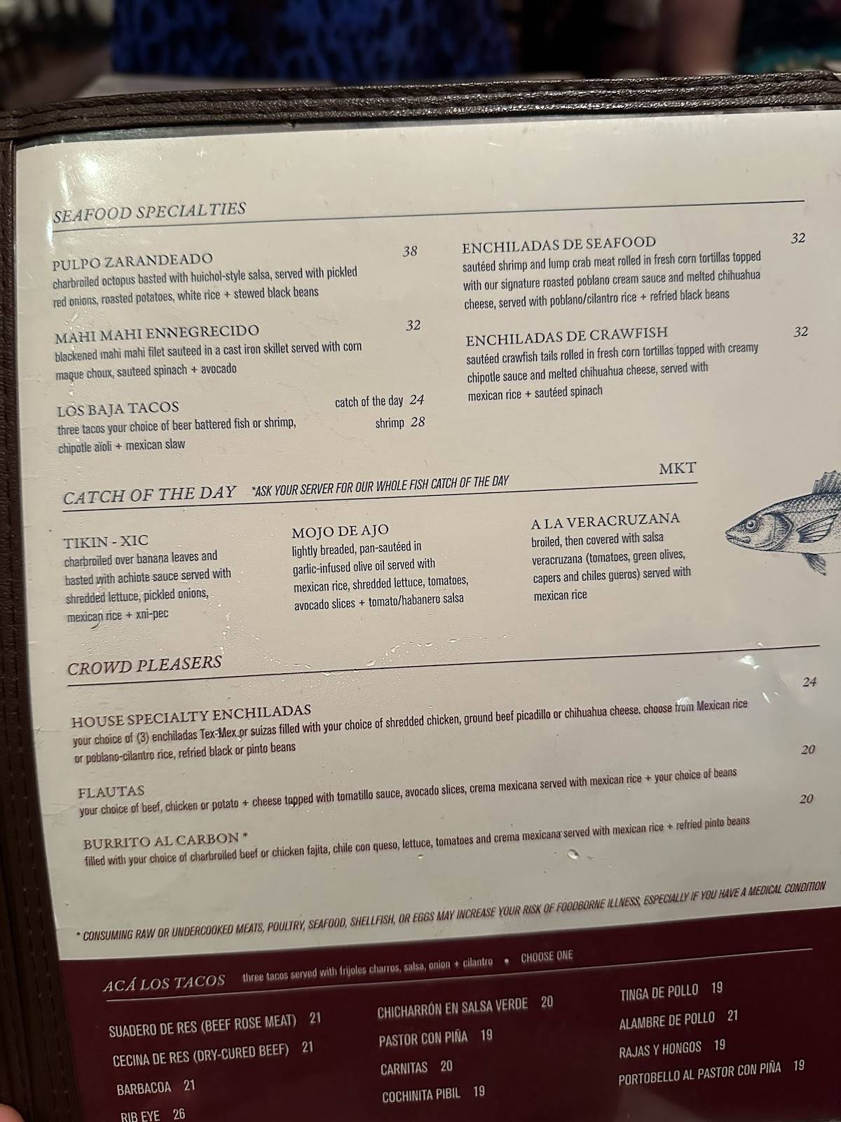 Menu at Arnaldo Richards' Picos Restaurant, Houston