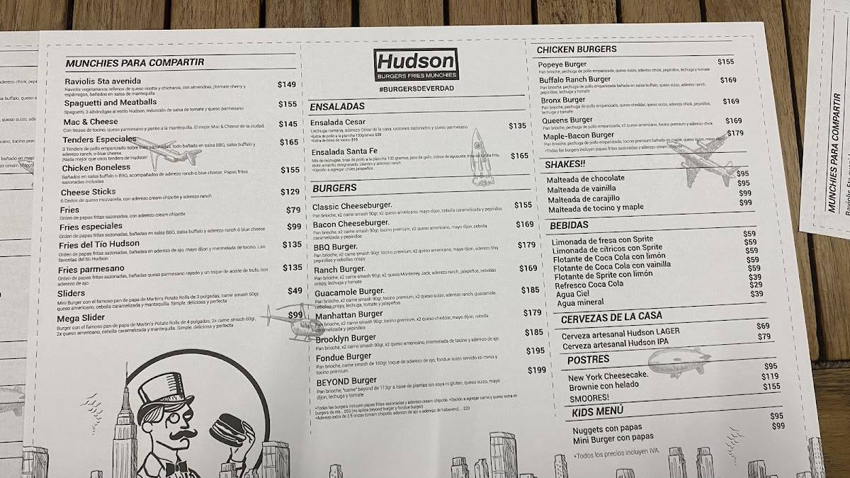 Carta del restaurante Hudson burgers - Solesta, Heroica Puebla del Zaragoza