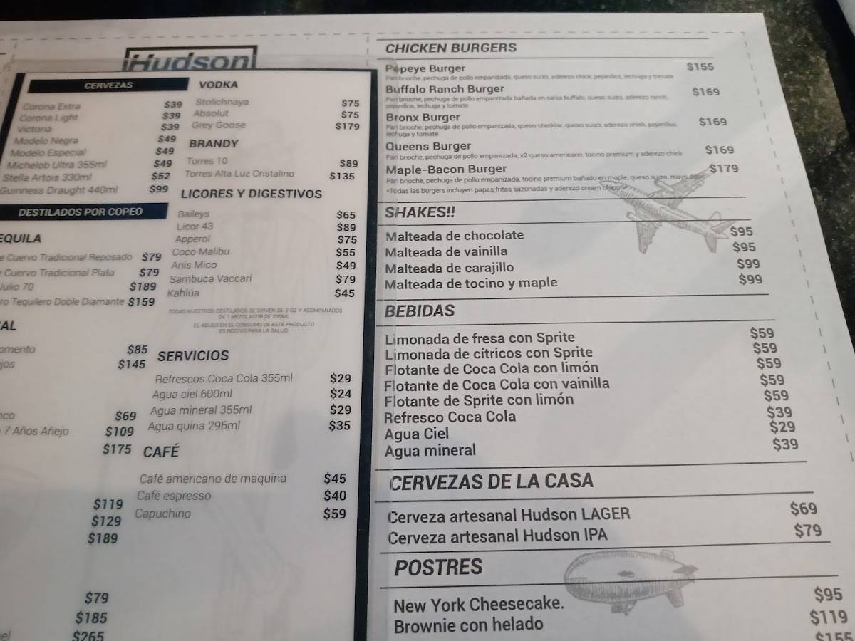 Carta del restaurante Hudson burgers - Solesta, Heroica Puebla del Zaragoza
