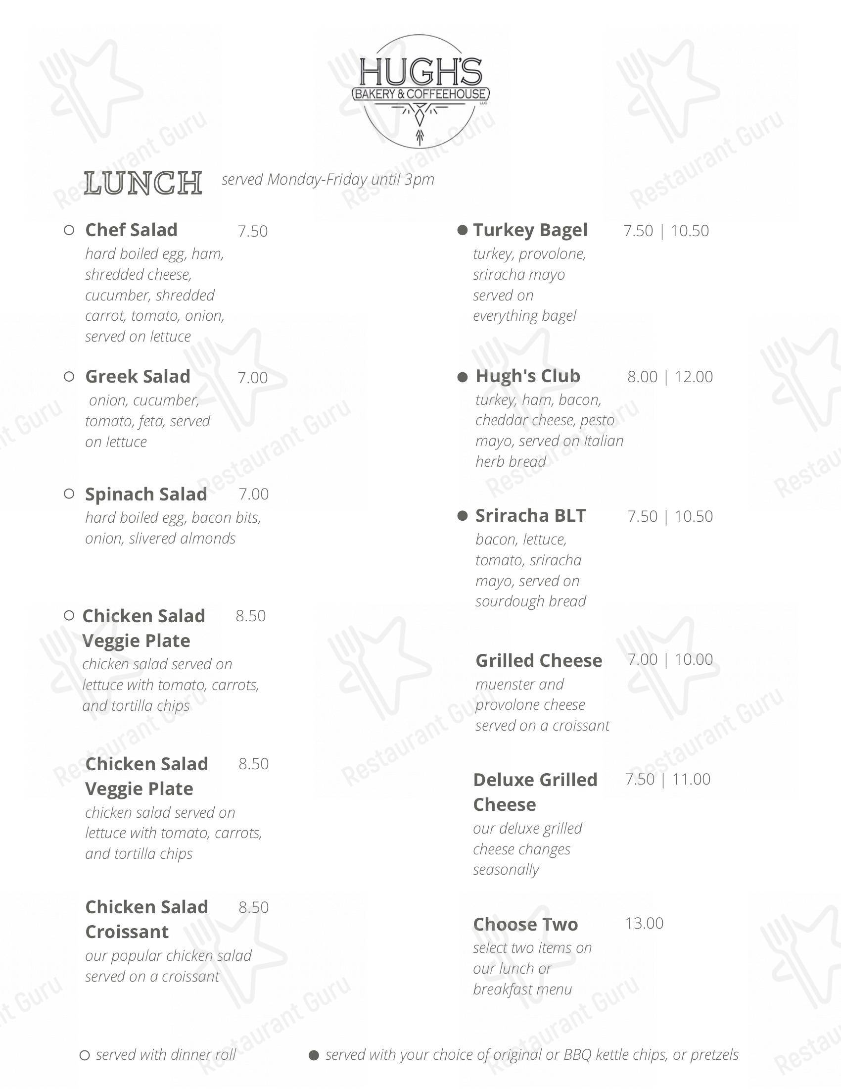Menu at Hugh's Bakery & Coffeehouse LLC, Bluffton