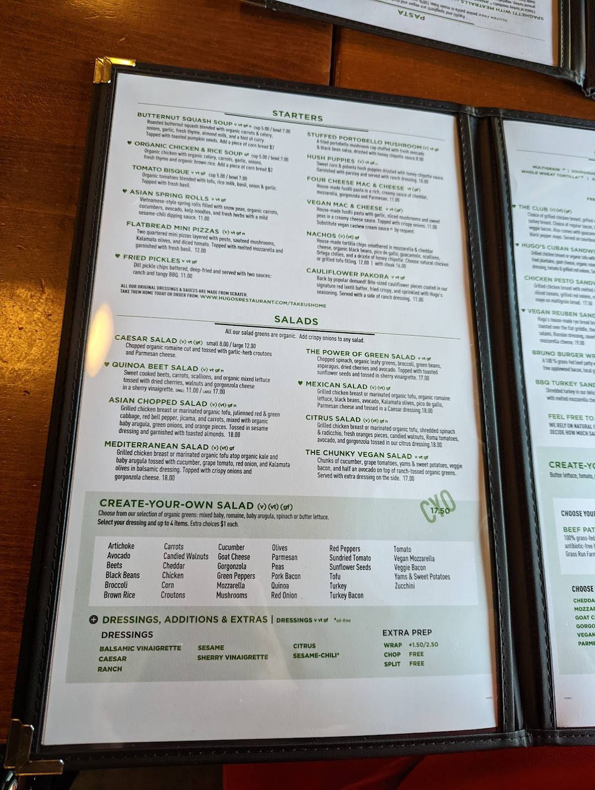Menu at Hugo's Restaurant, West Hollywood