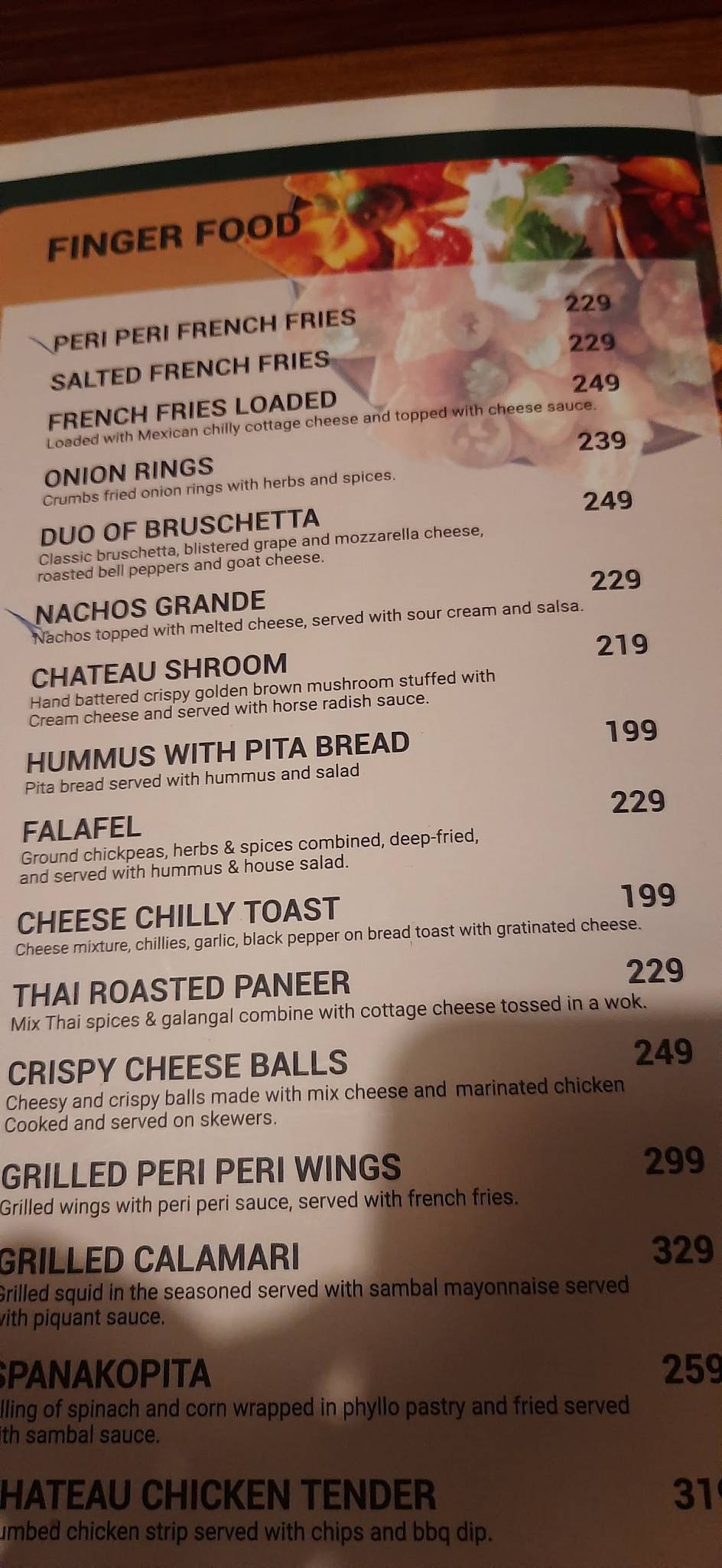 Menu at Château Dé Café, Hyderabad
