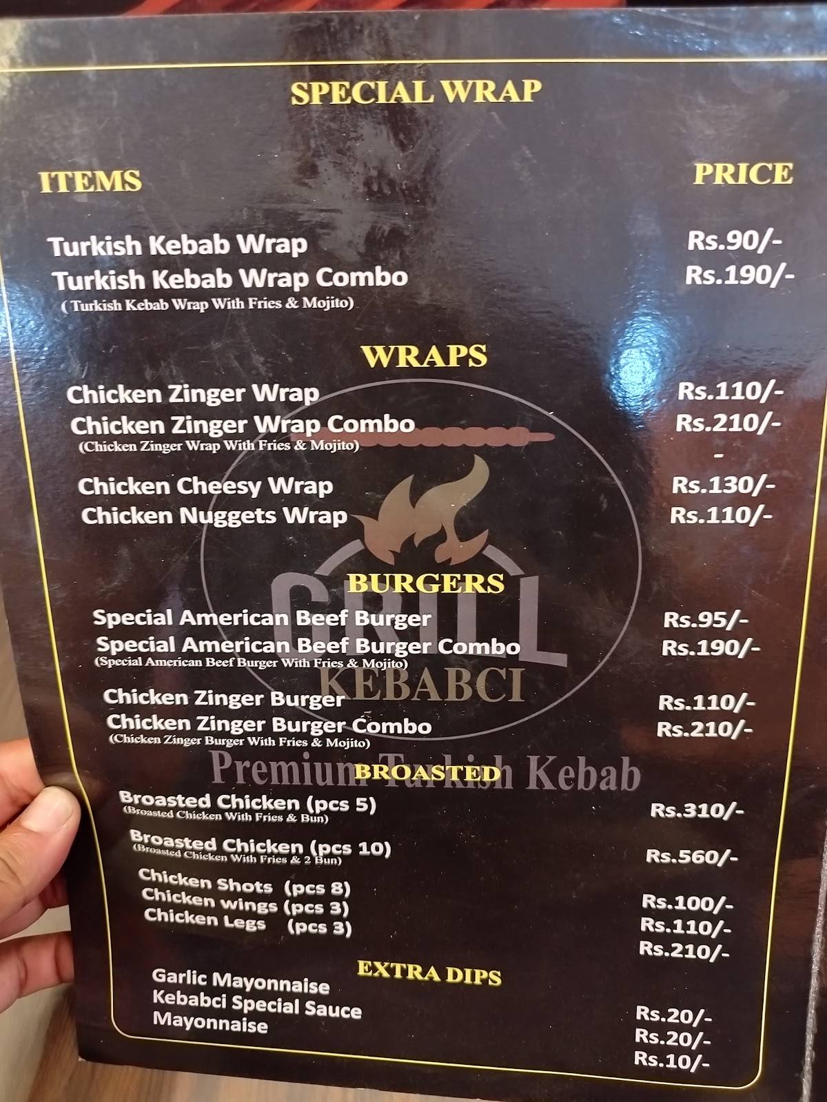 Menu at Grill kebabci, Hyderabad