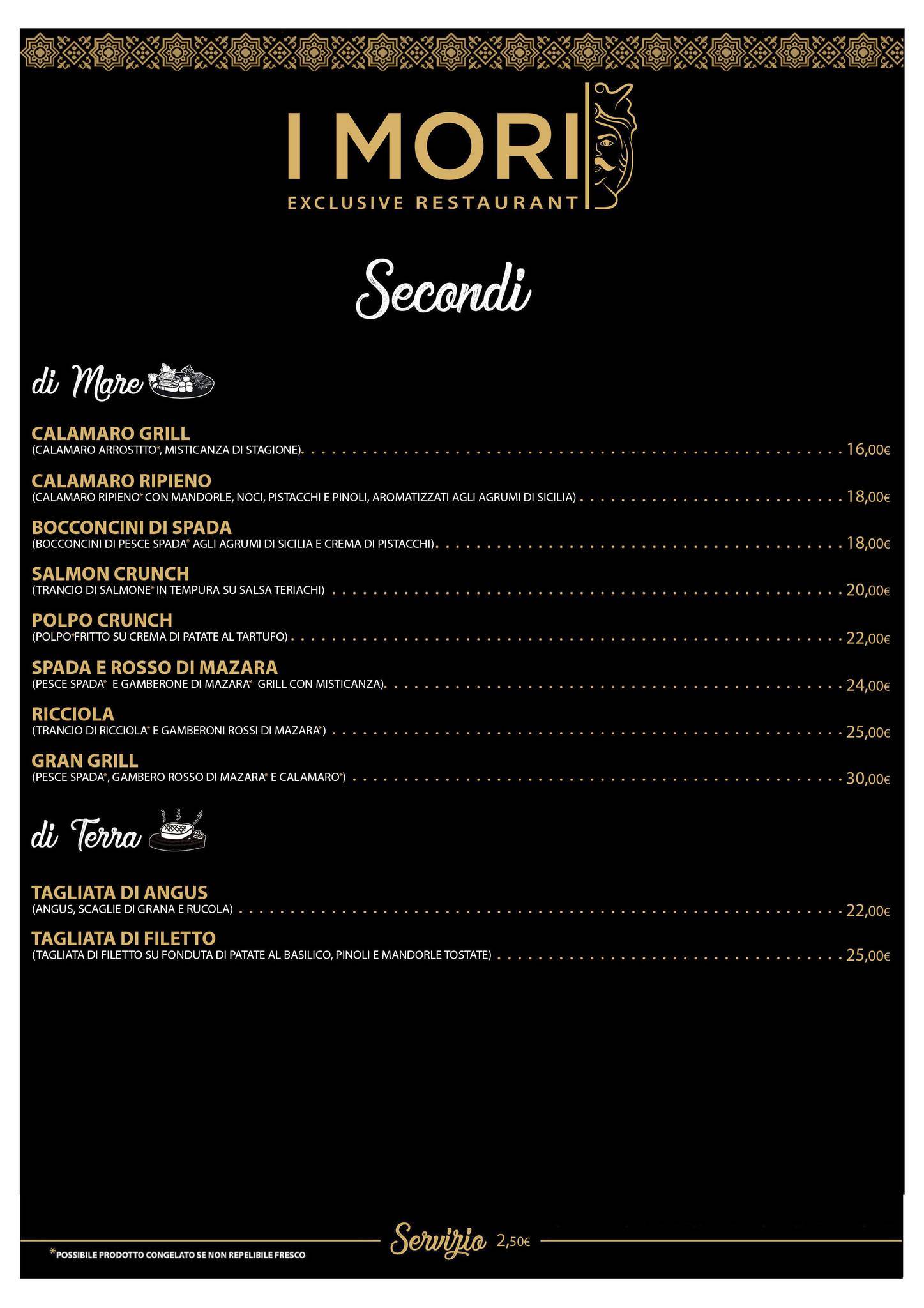 Menu da I Mori ristorante, Palermo