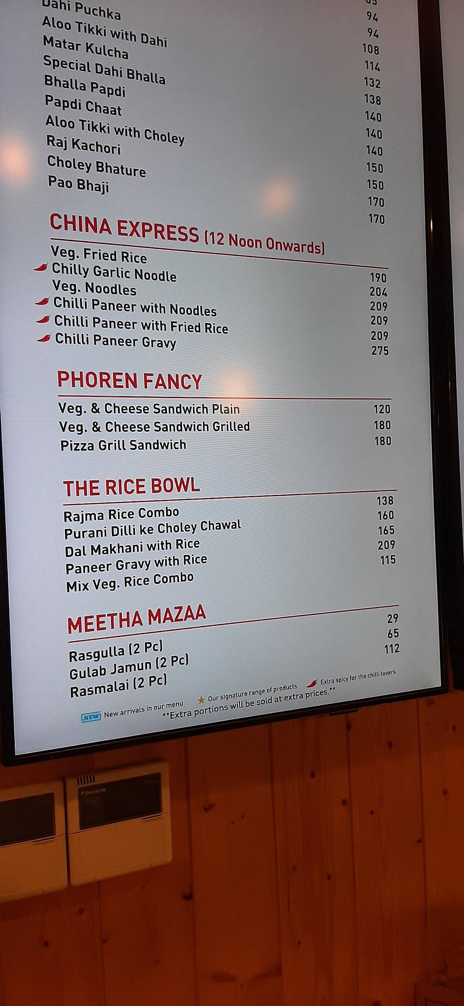 Menu at IRCTC - FOOD TRACK, New Delhi