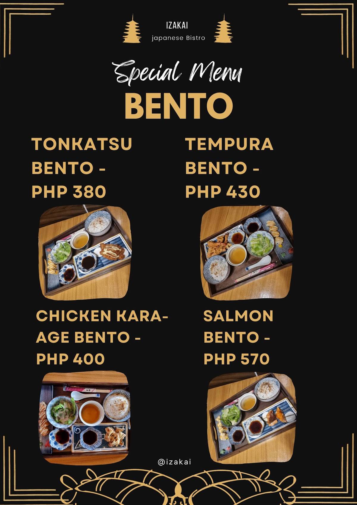 Menu at IZAKAI restaurant, Pagadian City