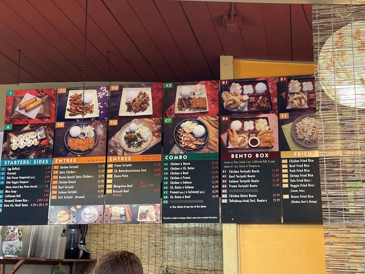 Menu at Ichi Bento restaurant, Shoreline