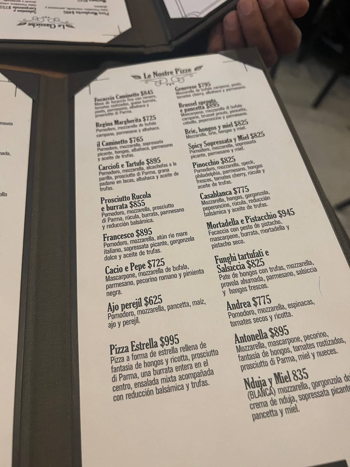Menu at Il Caminetto restaurant, Santo Domingo, Av Ing Roberto Pastoriza