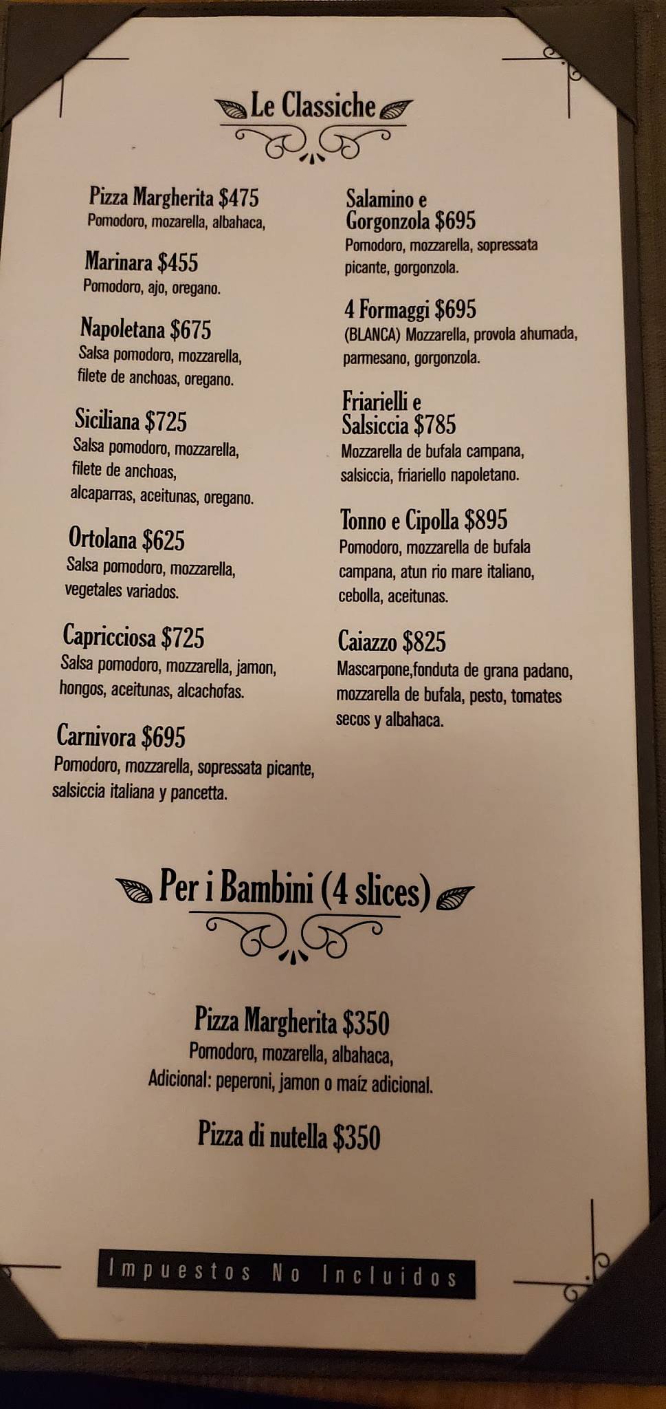 Menu at Il Caminetto restaurant, Santo Domingo, Av Ing Roberto Pastoriza