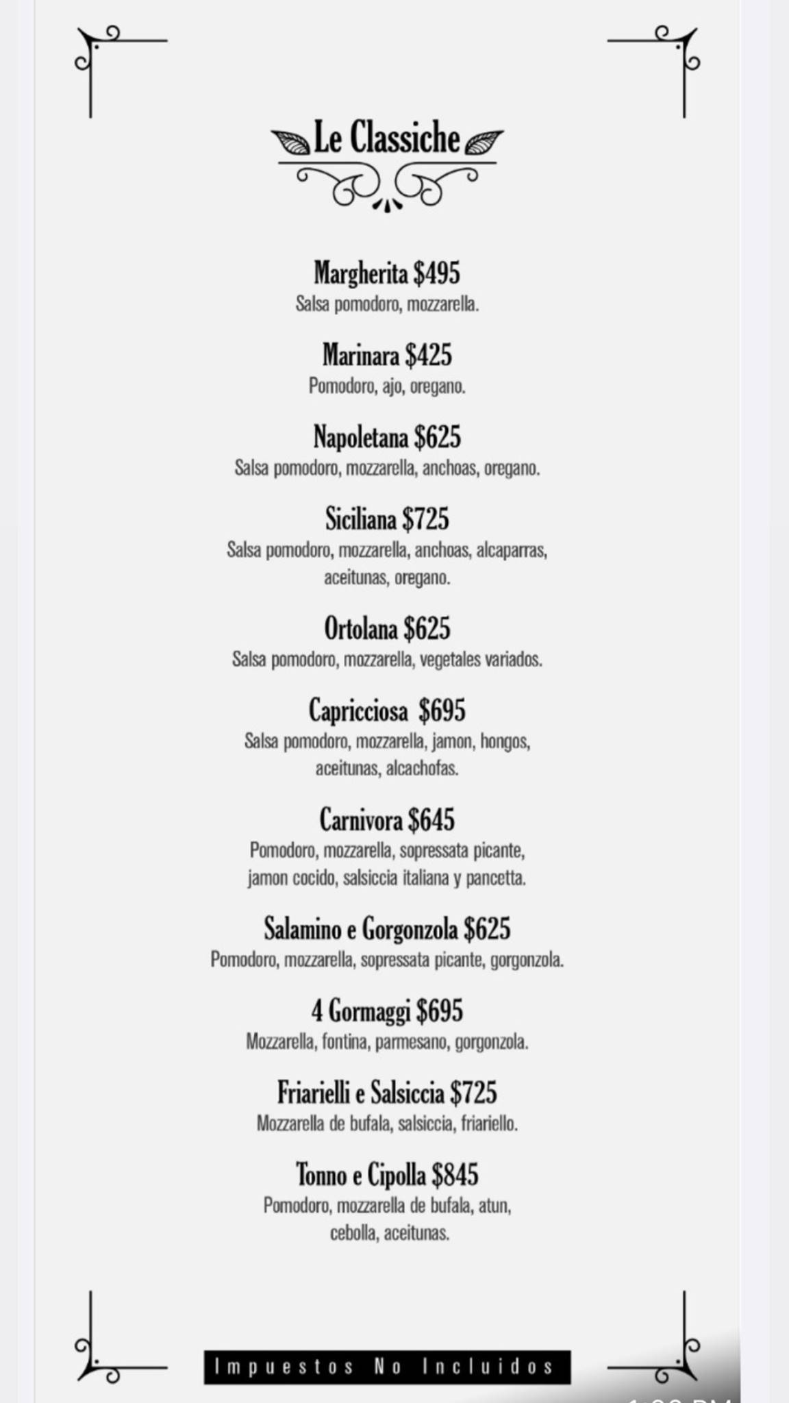 Menu at Il Caminetto restaurant, Santo Domingo, Av Ing Roberto Pastoriza
